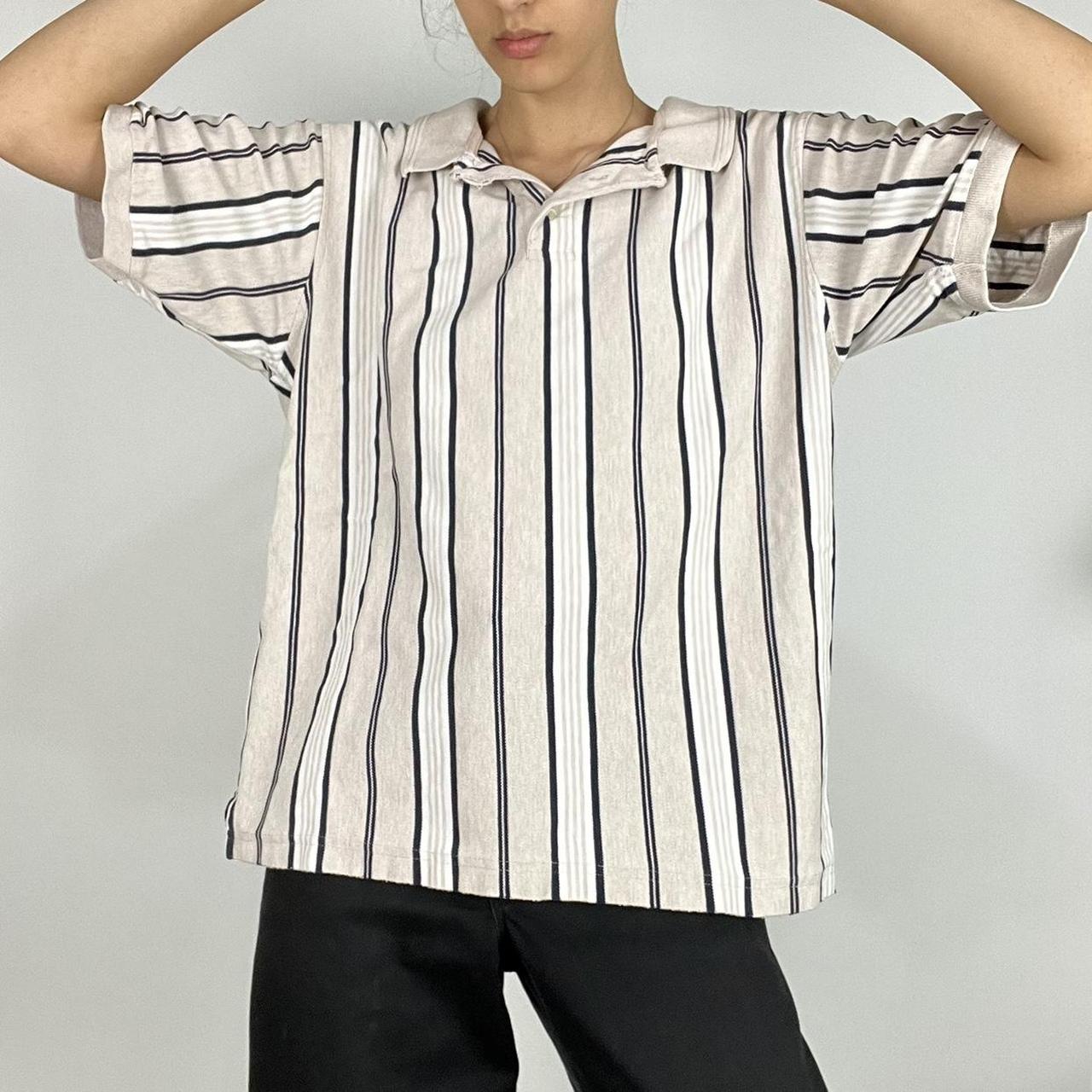 Basic Editions Men's Cream and Navy Polo-shirts | Depop