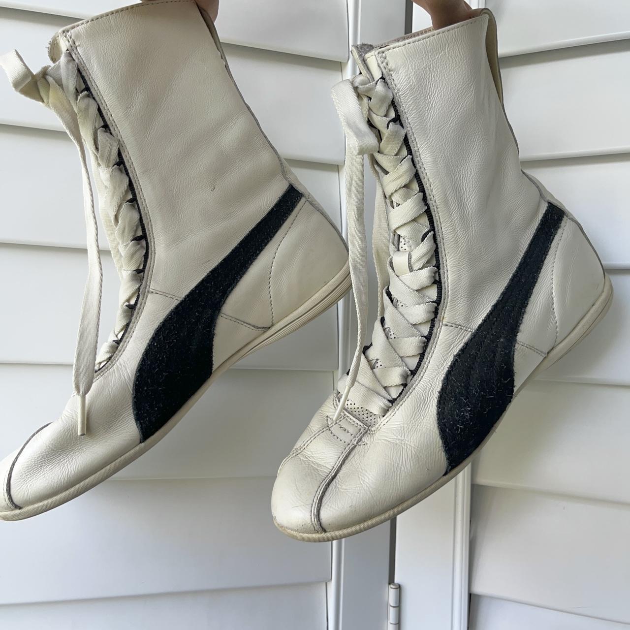Leather Puma Eskiva boxing boots 🤍 marked women’s... - Depop