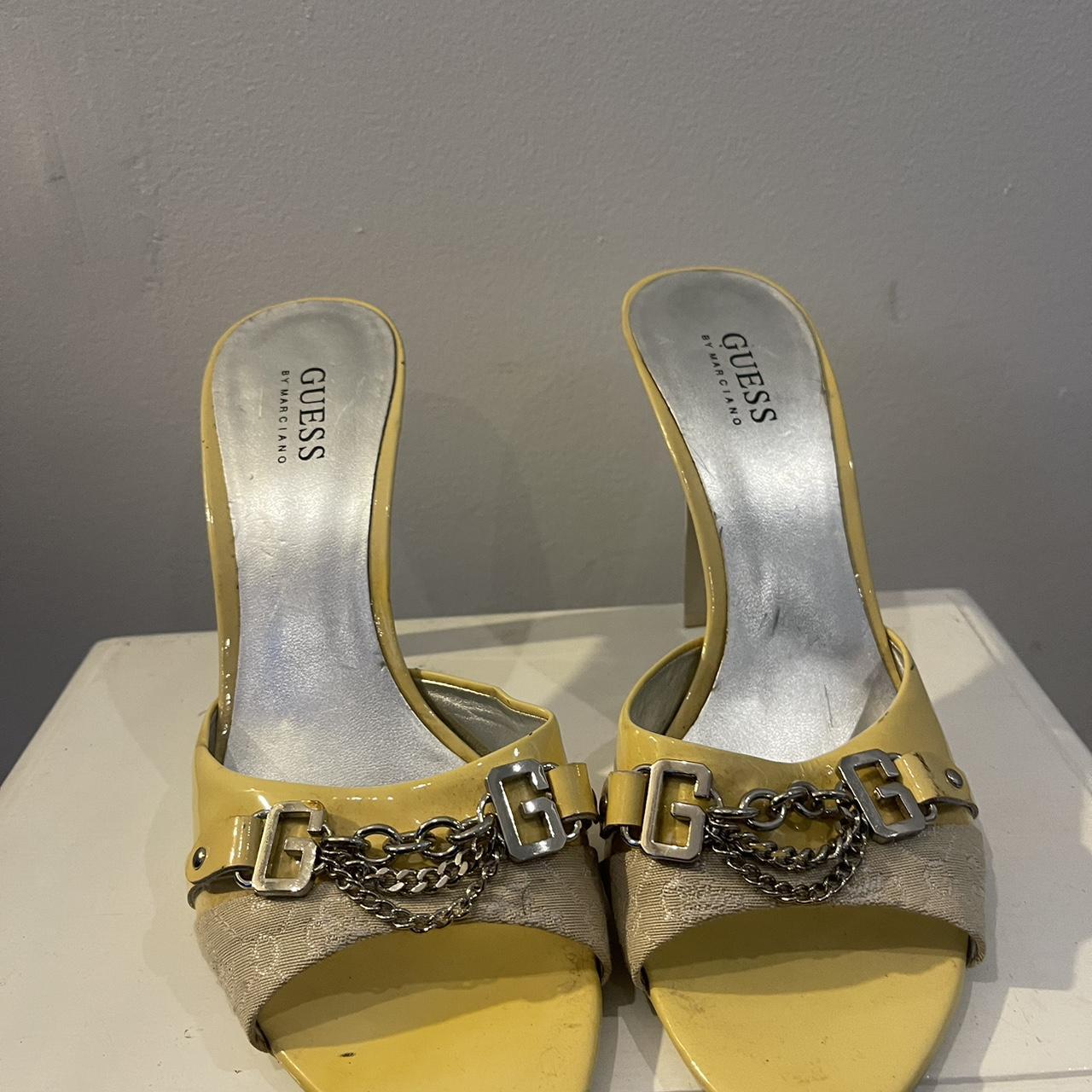 GUESS VINTAGE MULE SIZE 10 Yellow and silver... - Depop