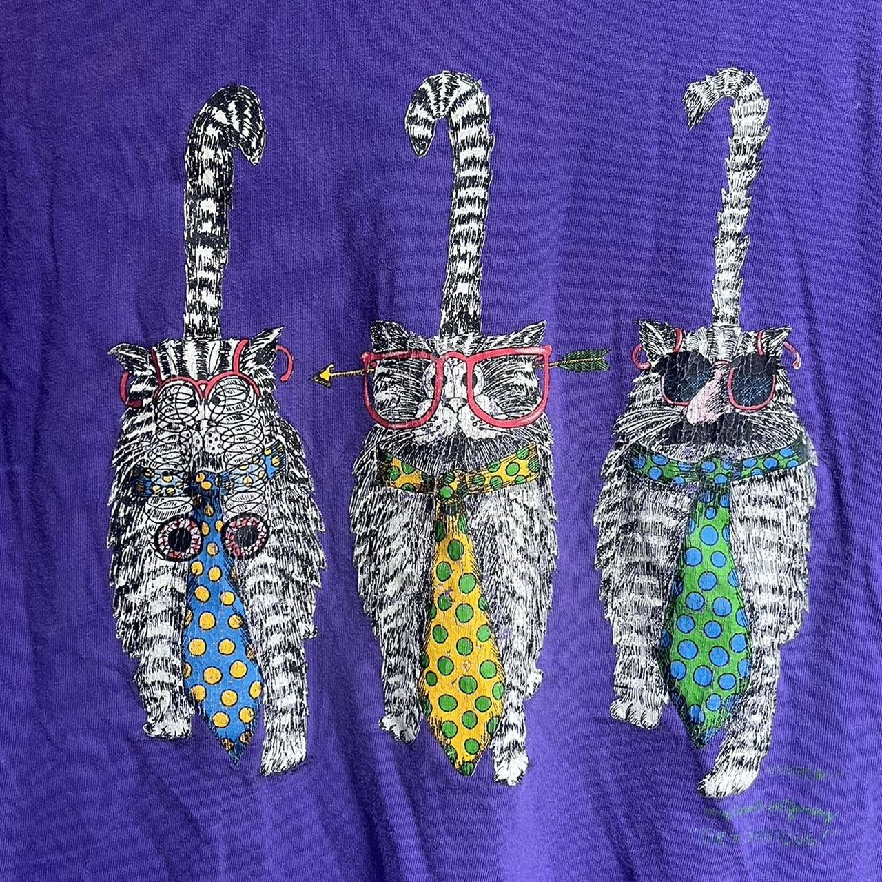 Vintage 90's Funny Purple Cat Possy Single Stitch | Depop Vintage 90's Funny Purple Cat Possy Single Stitch | Depop