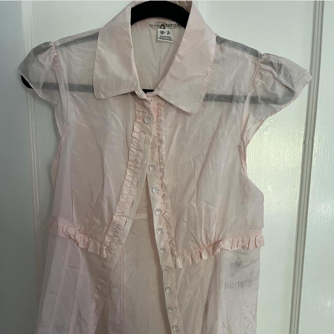 pink sheer Kensie short sleeve/sleeveless blouse... - Depop