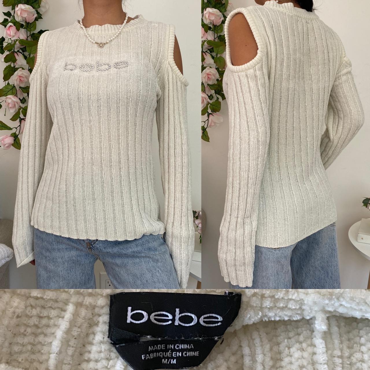 Bebe Women's White Jumper | Depop