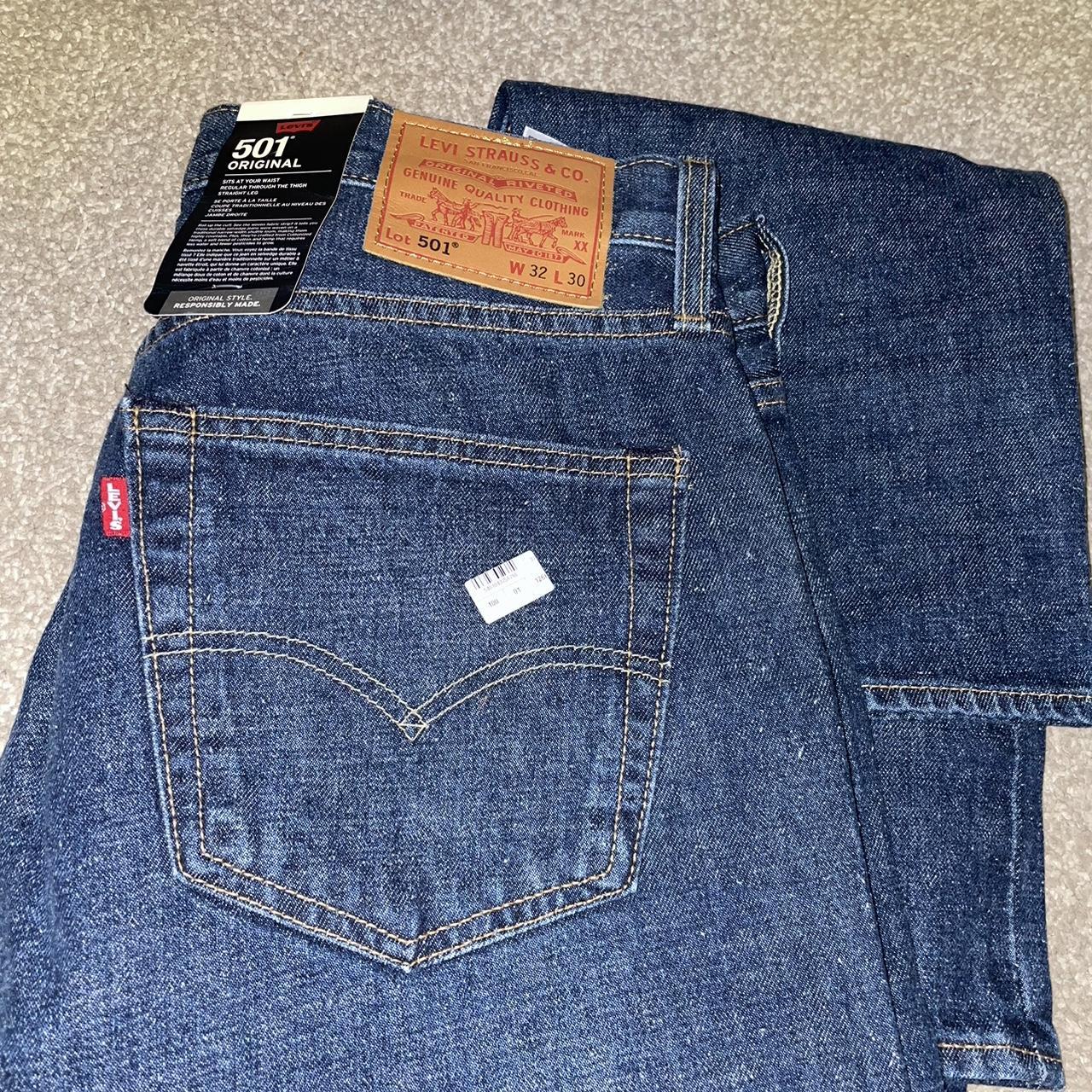 Levi 501 Mens 32W 30L Dark Indigo Rinse Regular Fit... - Depop