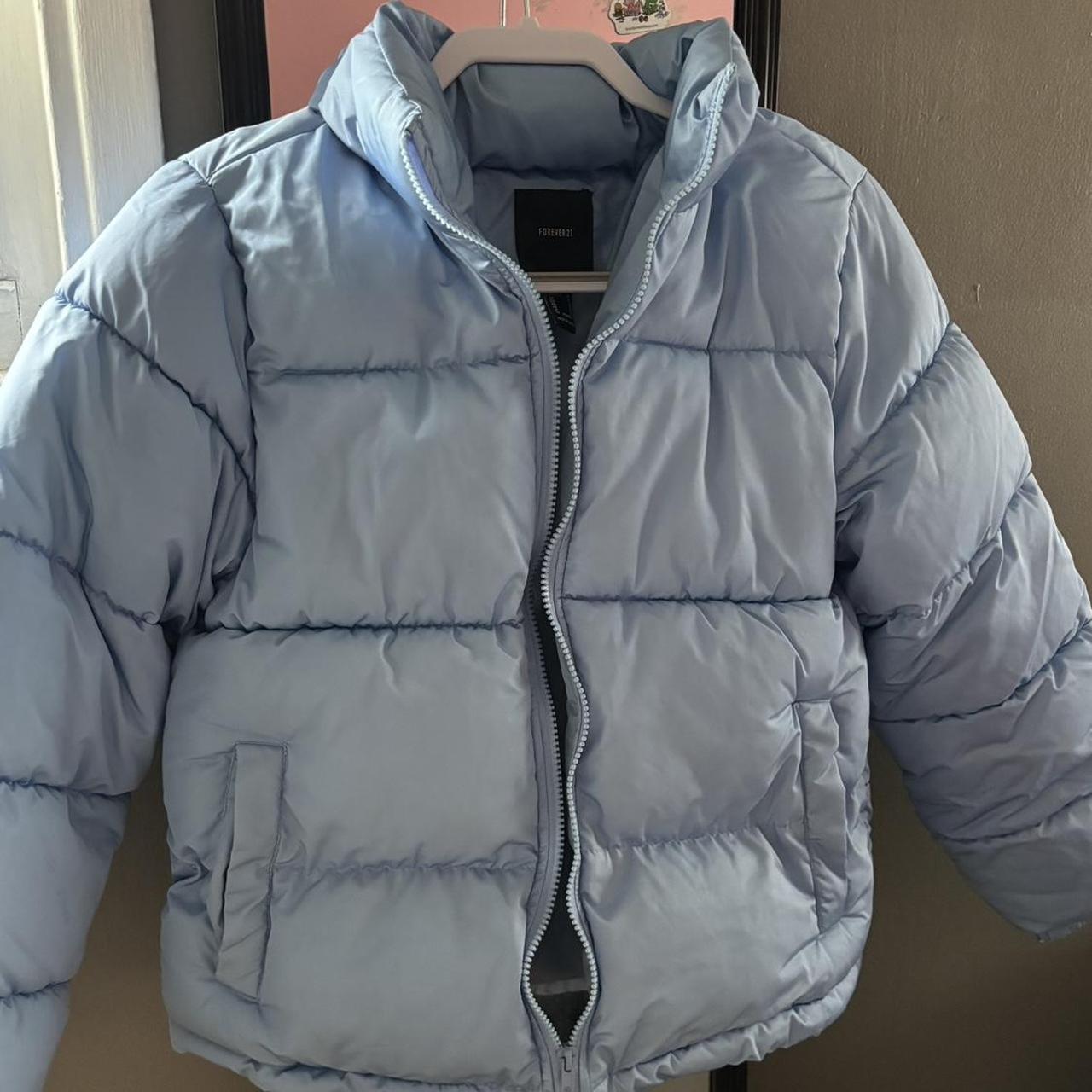 Xsmall Baby blue puffer jacket from forever 21 - Depop