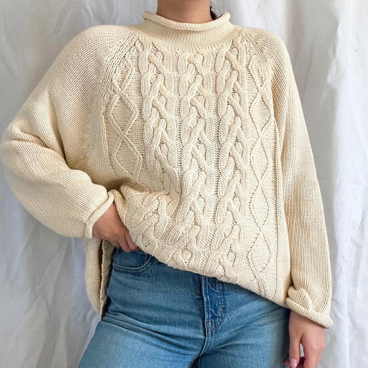 Chunky cable knit cream sweater So cute and fun... - Depop
