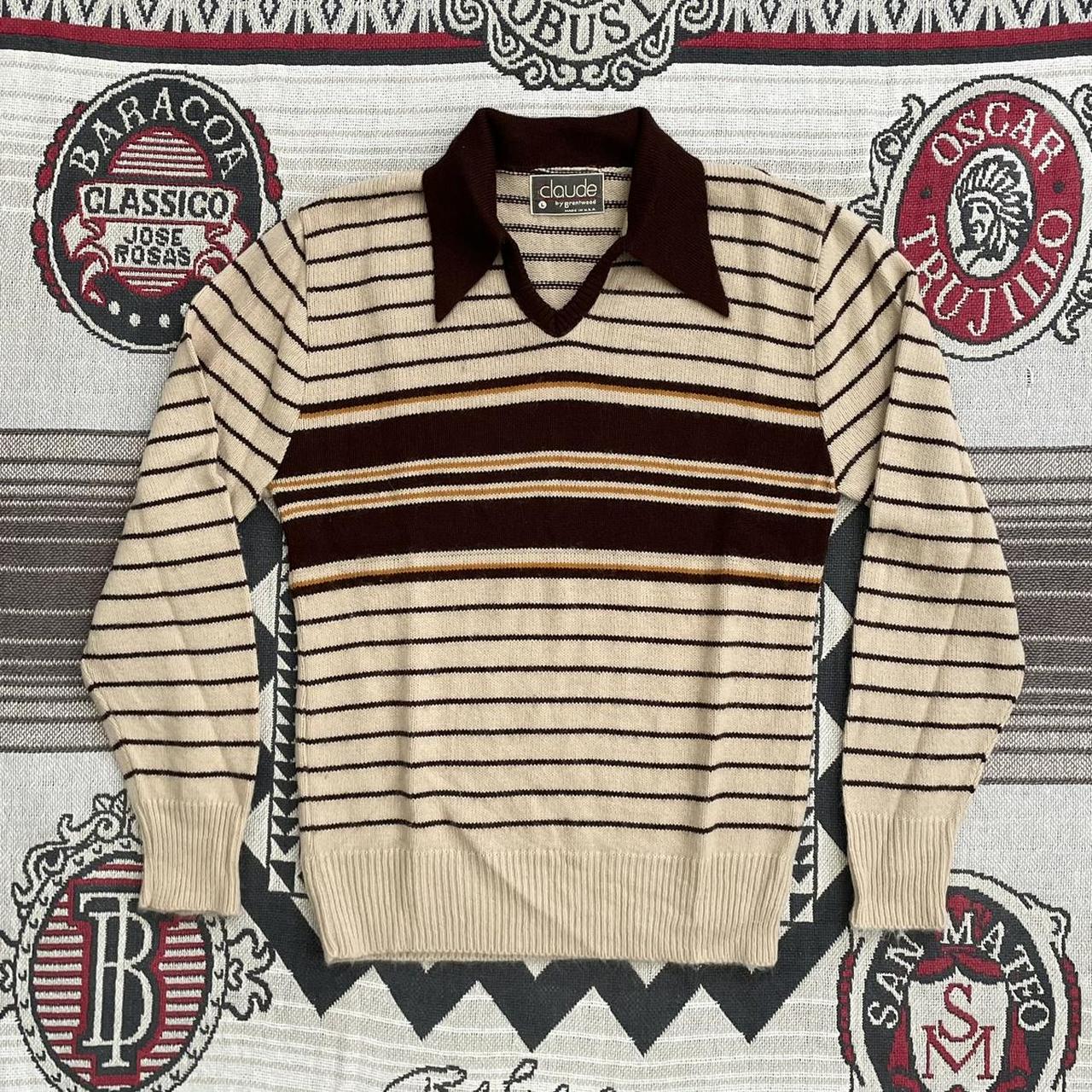 Vintage 70s Knit Polo Shirt -100% orlon acrylic... - Depop