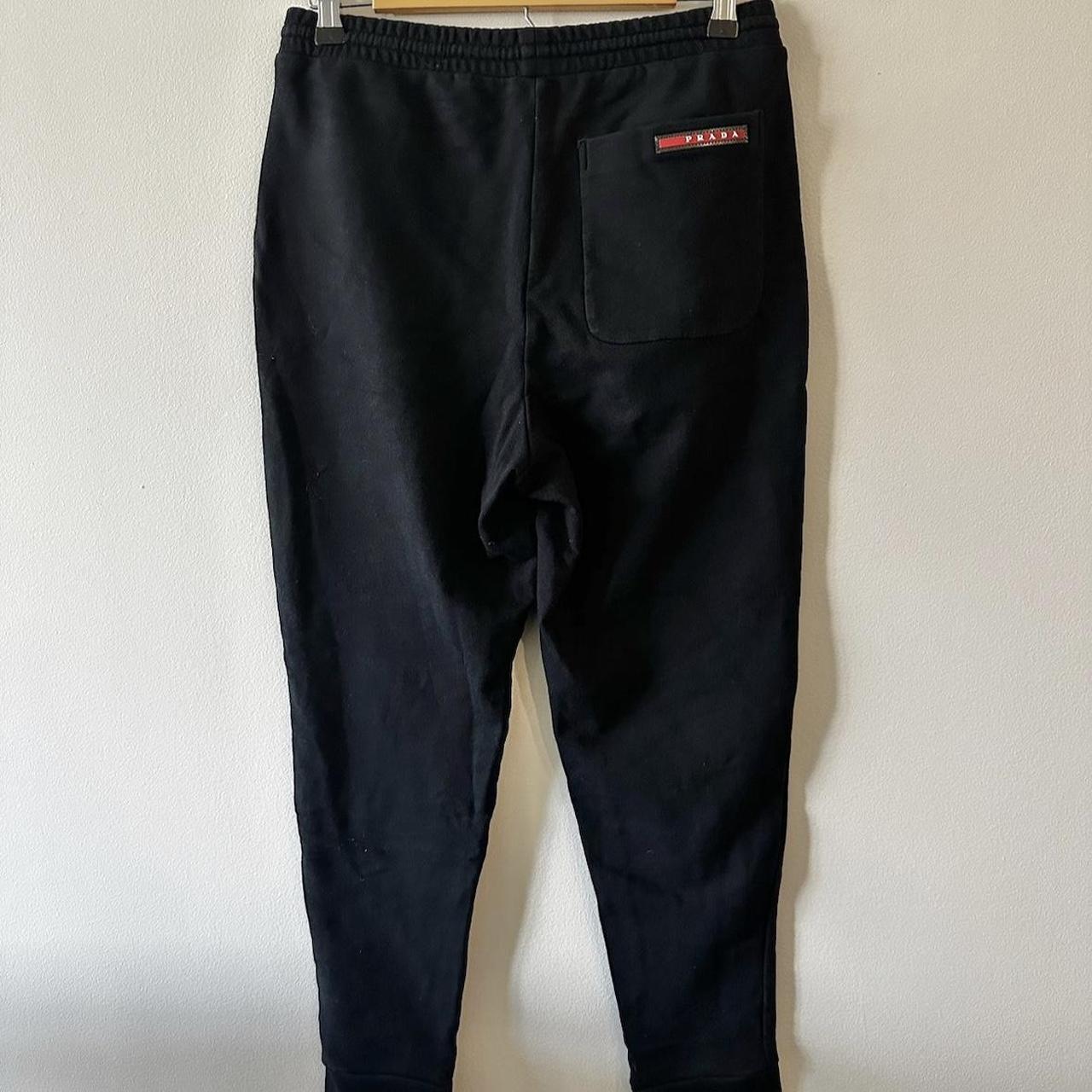 Prada Sport Cotton Sweatpants Joggers Black Red Logo... - Depop
