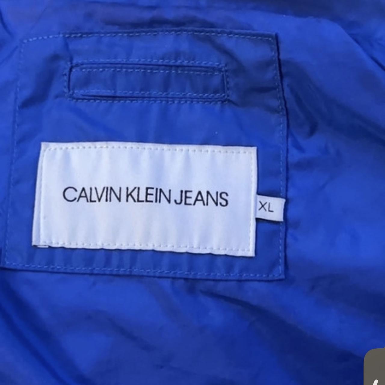 Calvin Klein Jacket Blue Bomber Jacket XL Barley... - Depop