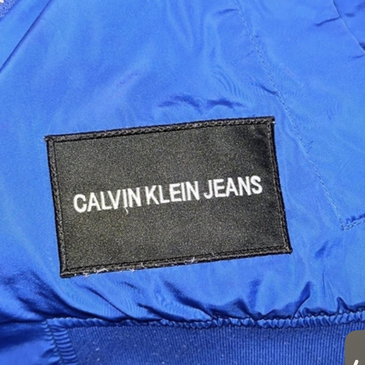 Calvin Klein Jacket Blue Bomber Jacket XL Barley... - Depop