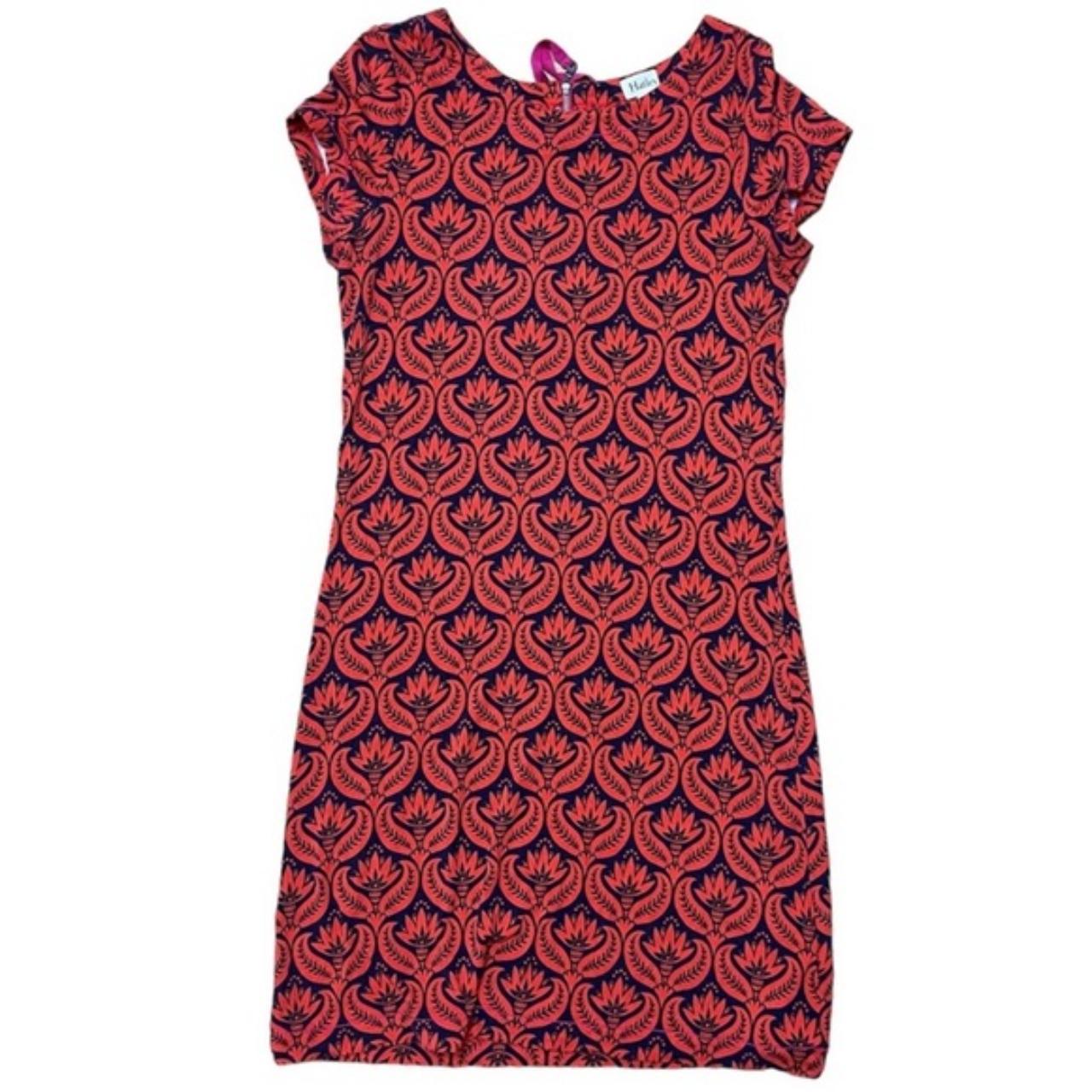 Hatley Nellie Shift Dress Red Navy Ornate Short... - Depop