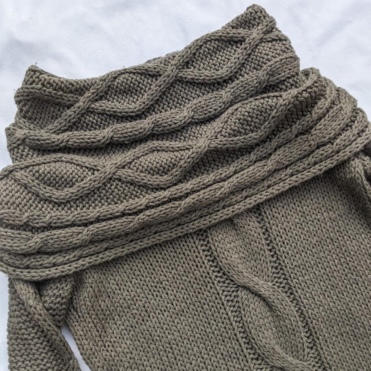 Cable Knit Chunky Foldover Neck Jumper Y2k vintage... | Depop