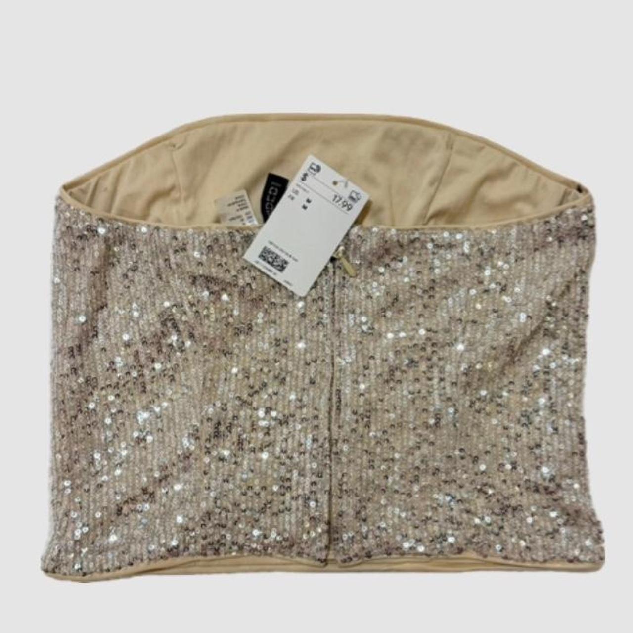 Gold sequin sparkle tube top - very stretchy #sequin... - Depop