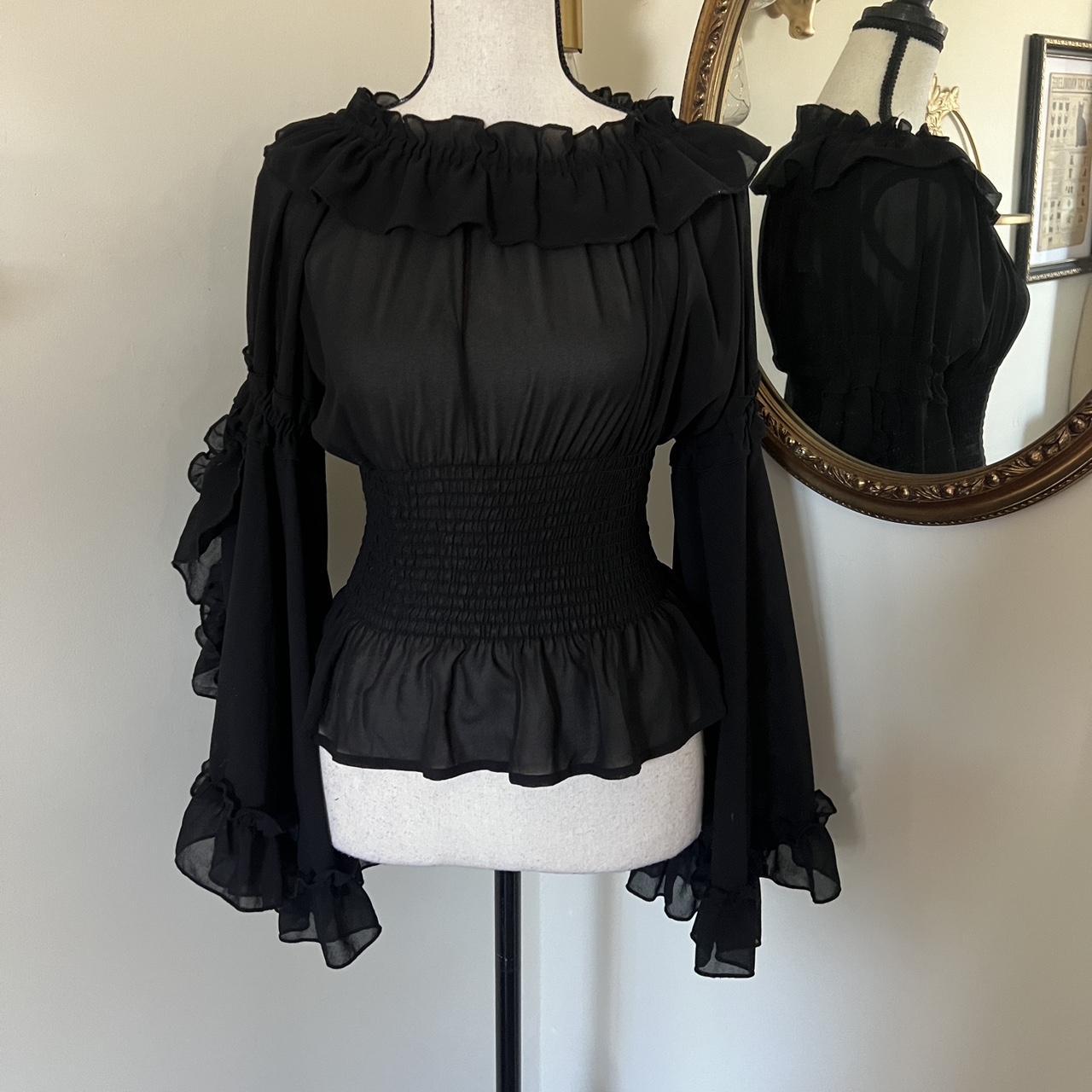 Black gothic blouse with a touch of whimsy and the... | Depop