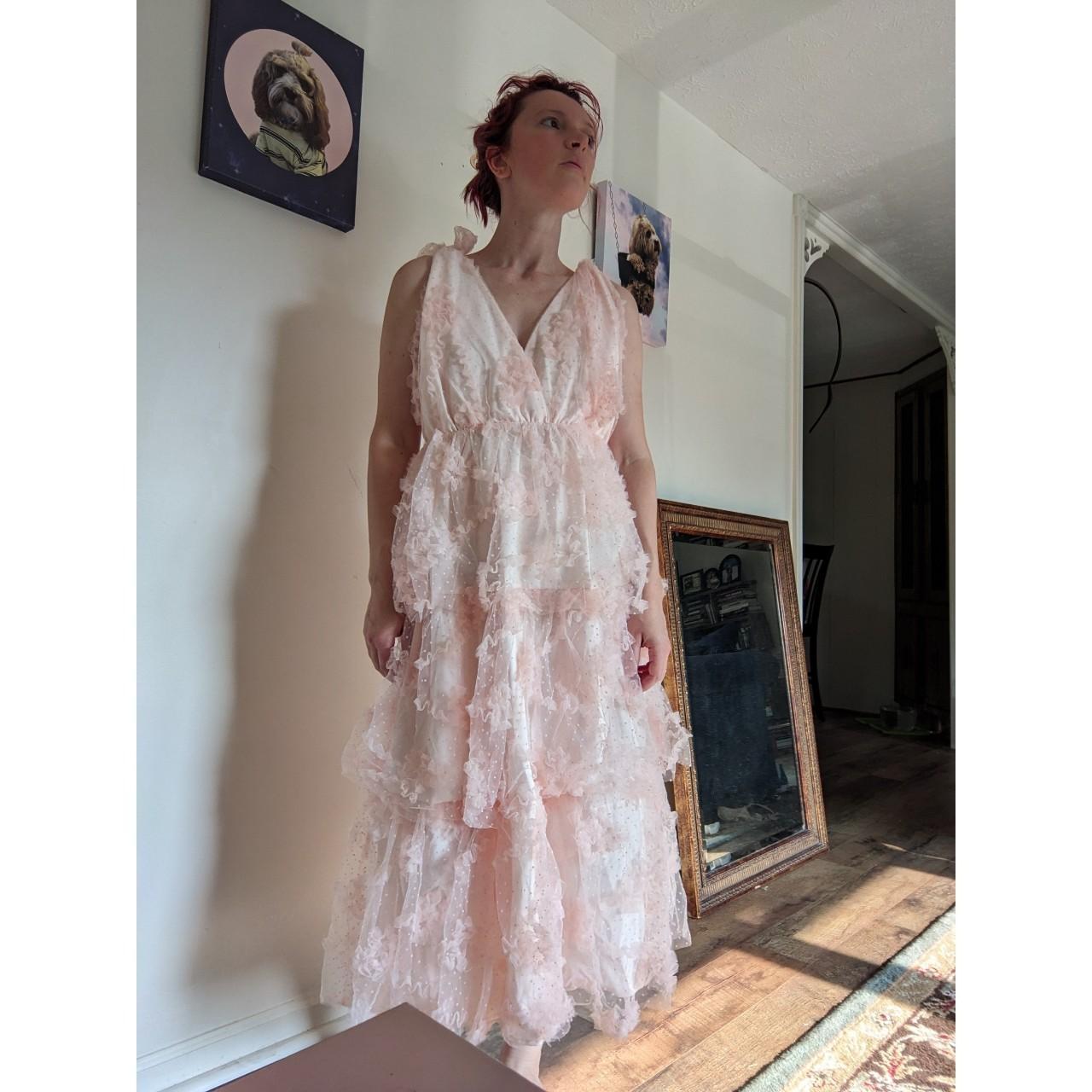 Pink ruffle lace princess coquette dress Pink lacey... | Depop