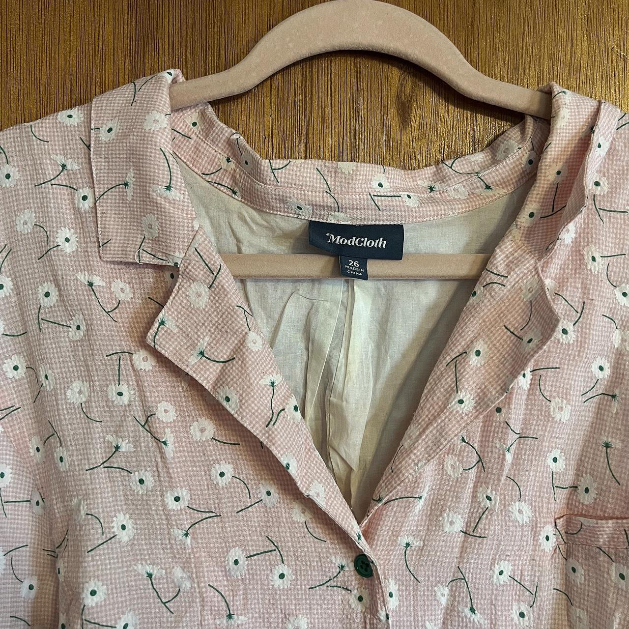 vintage modcloth pastel pink dandelion floral dress... - Depop