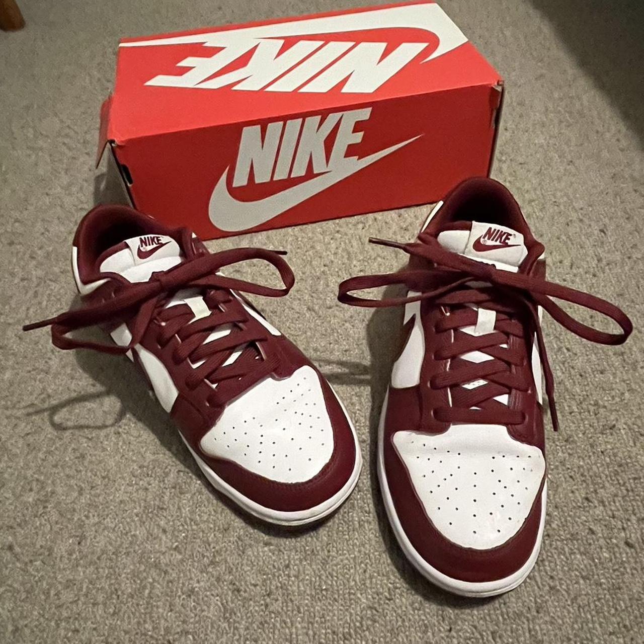 Nike Dunks Low - red and white 9/10 condition UK... - Depop