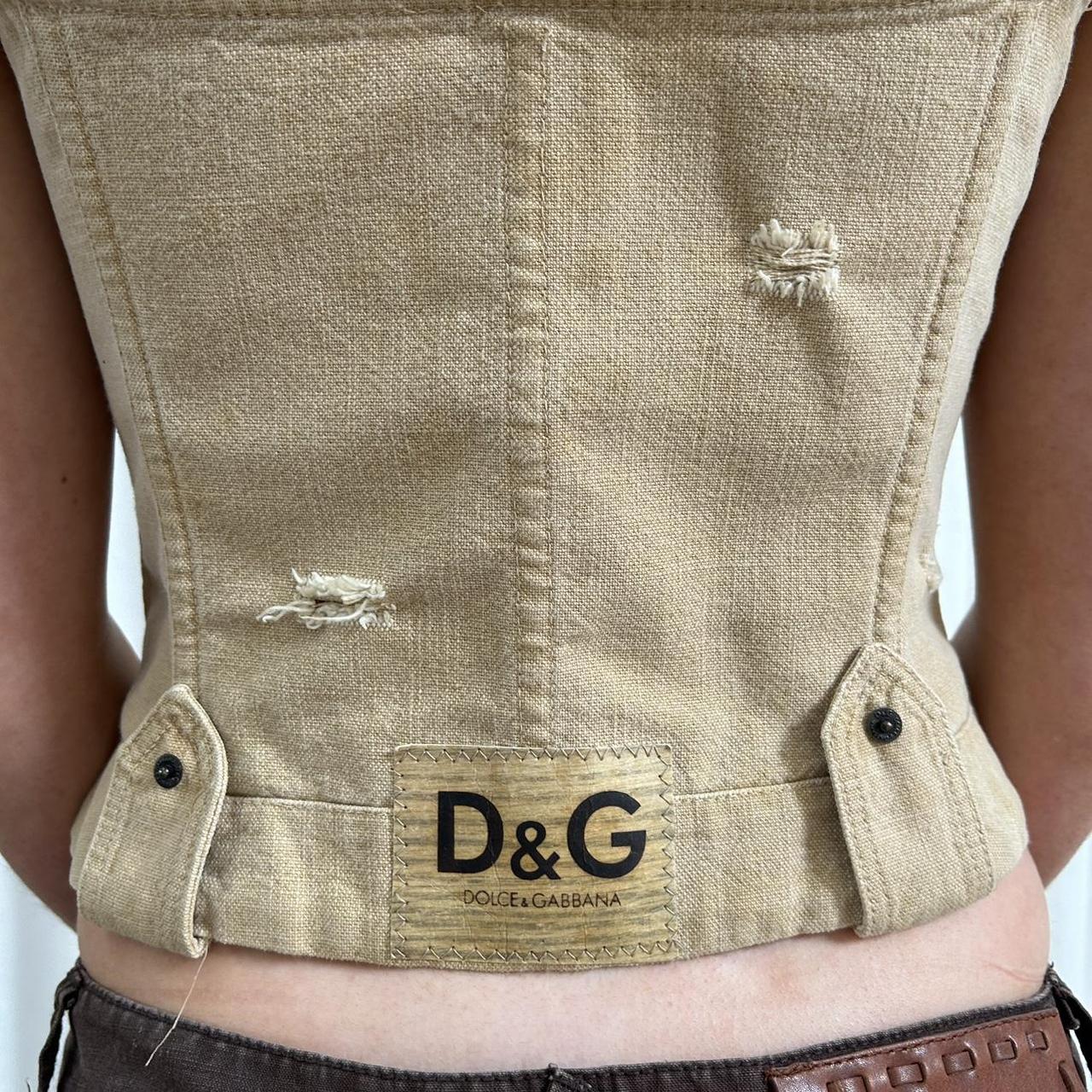 Dolce & Gabbana D&G cream denim utility corset top... - Depop