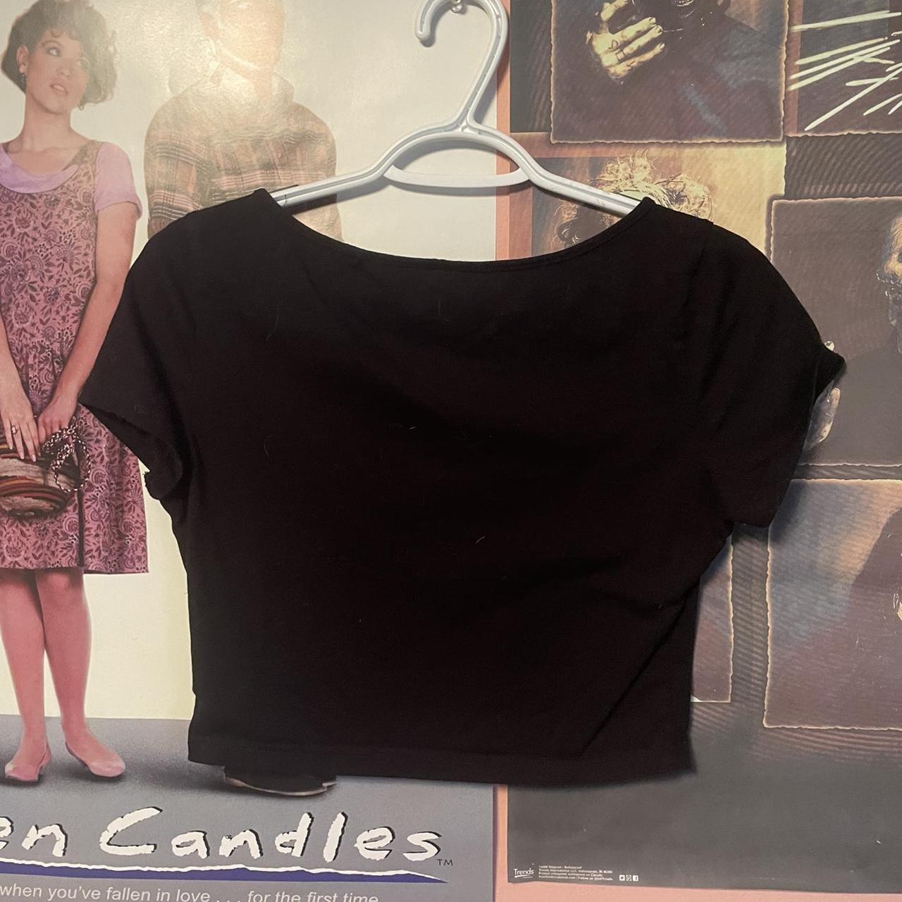 black rhinestone skull crop top size M #gothic... - Depop