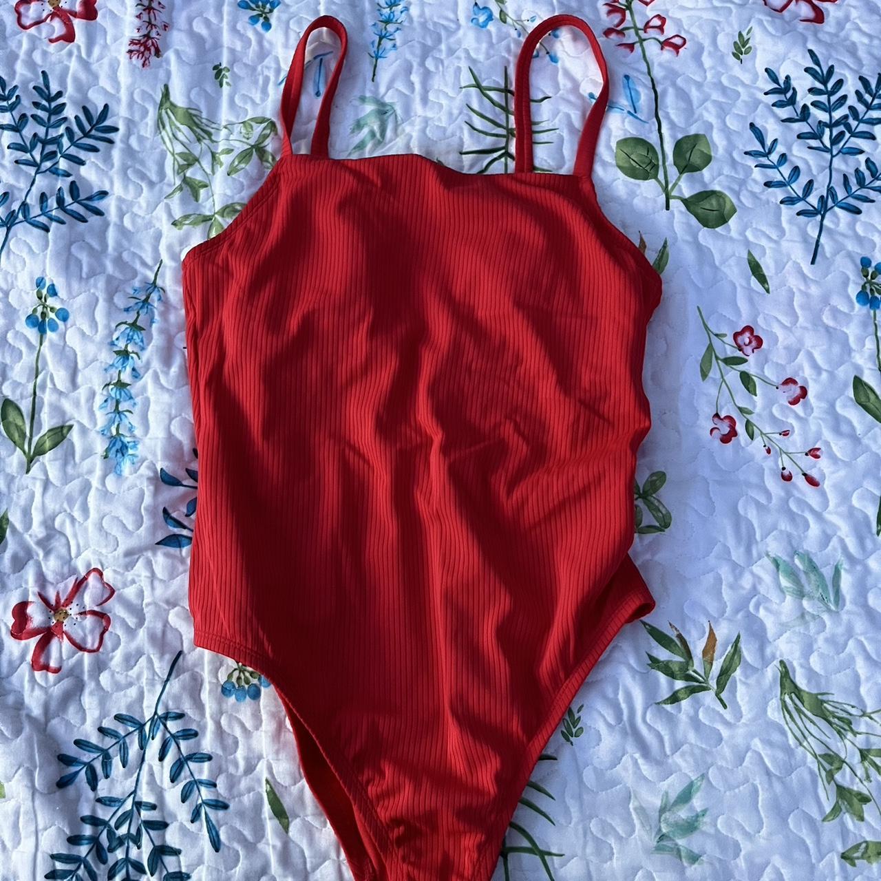 Kona Sol Bright Red One Piece Bathing Suit Size Depop