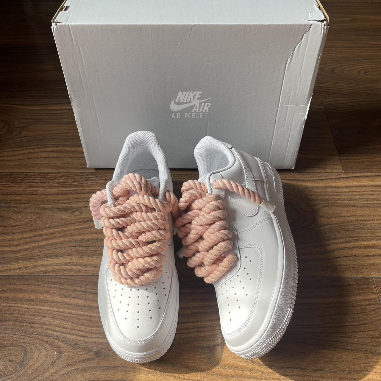 Pink rope lace air force 1 available in all size and... - Depop