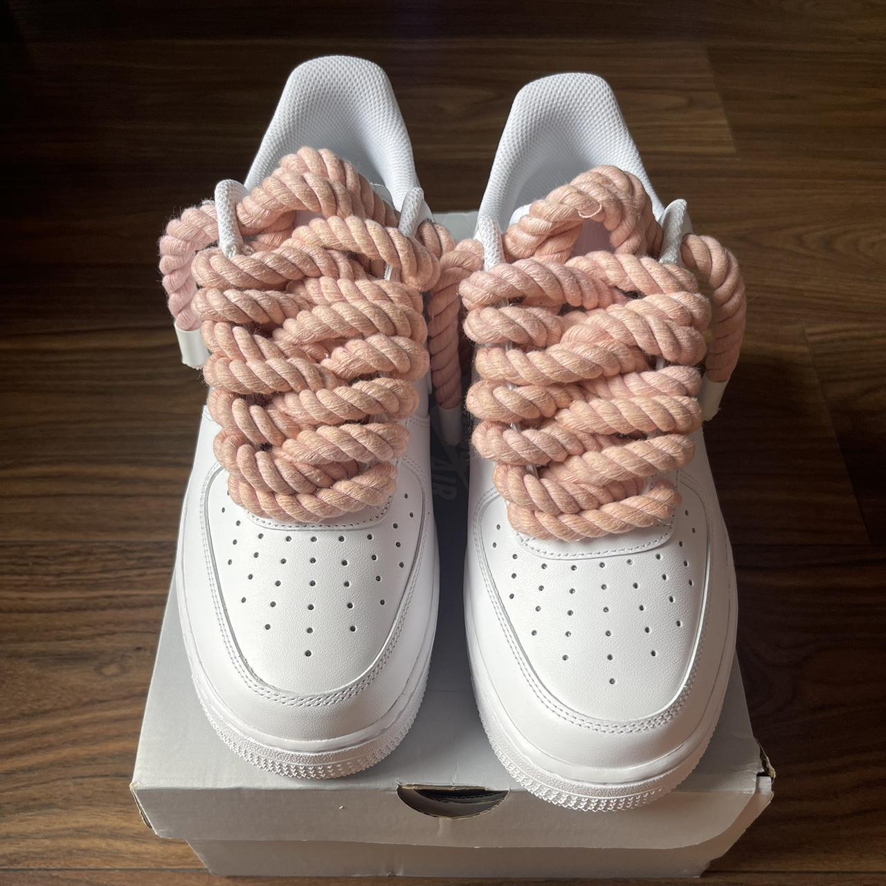 Pink rope lace air force 1 available in all size and... - Depop