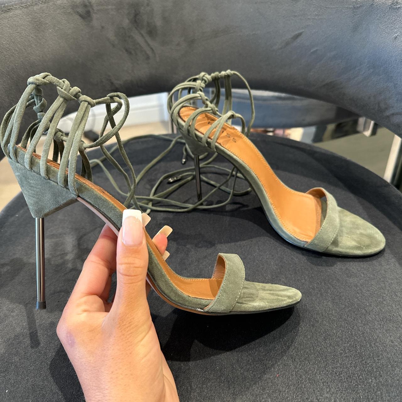 Reiss tie up heels in khaki in box Worn... - Depop