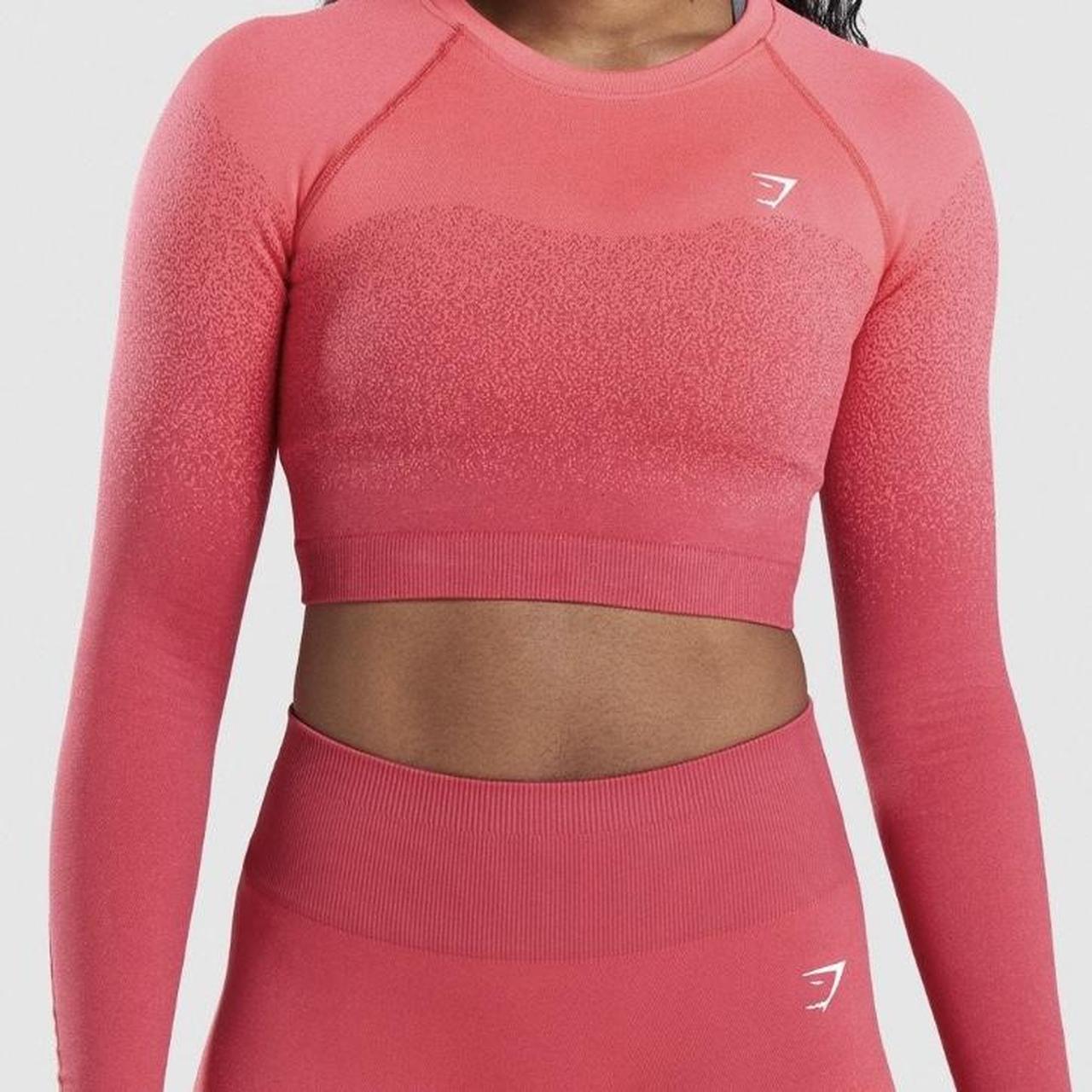 Gymshark Pink Ombre Seamless Sleeve Crop Top Depop