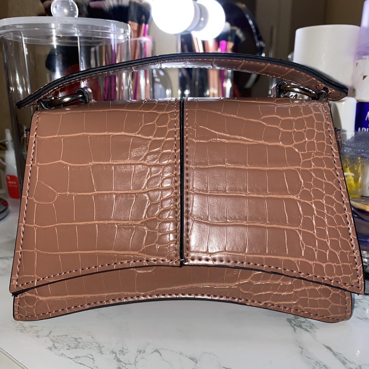 Small Brown Croc Style handbag, comes with cross... - Depop
