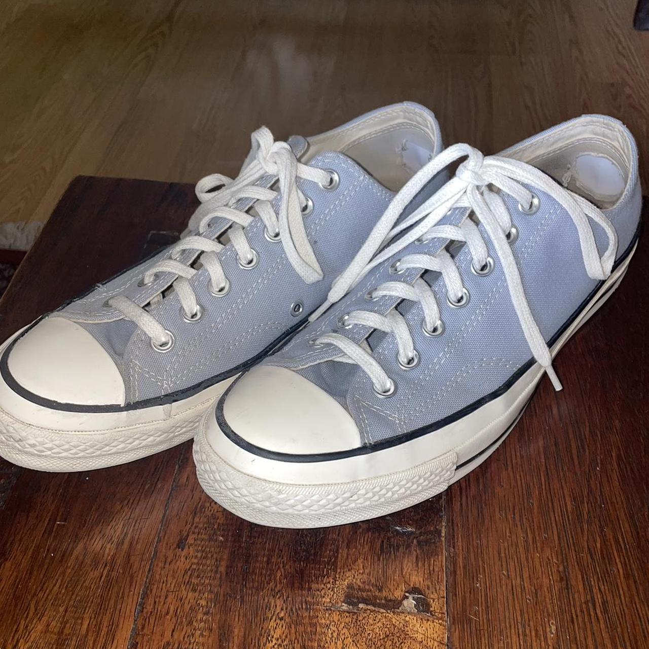 Converse Men's Grey and Blue Trainers | Depop
