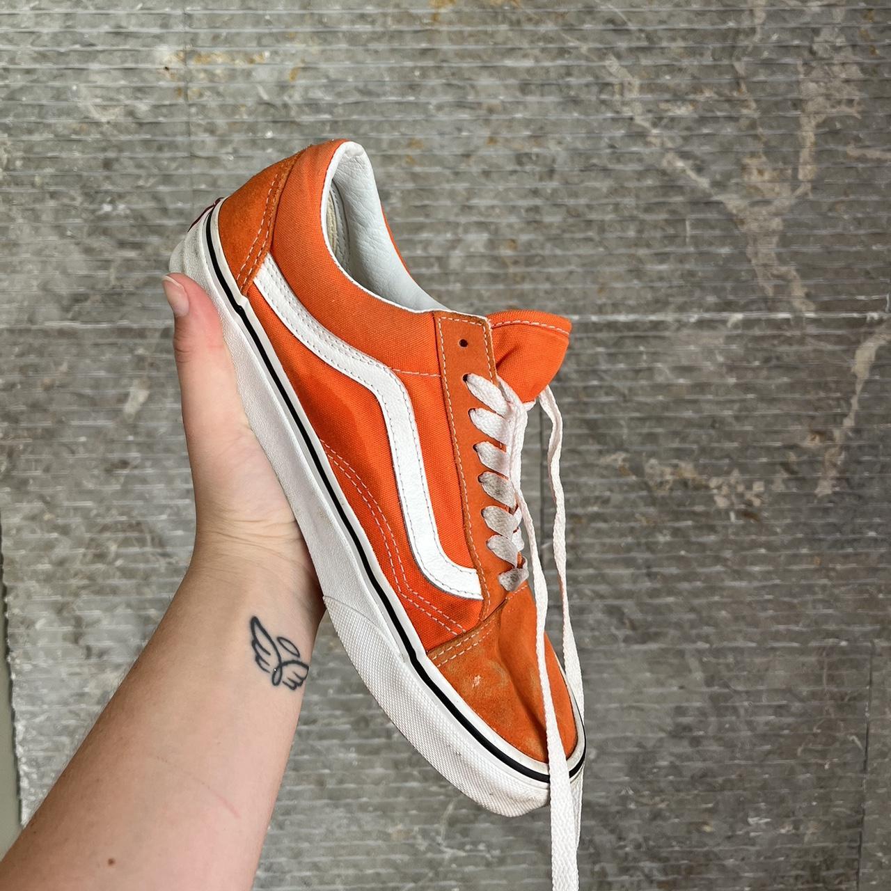 ORANGE OLD SKOOL VANS WORN MULTIPLE TIMES GOOD... - Depop