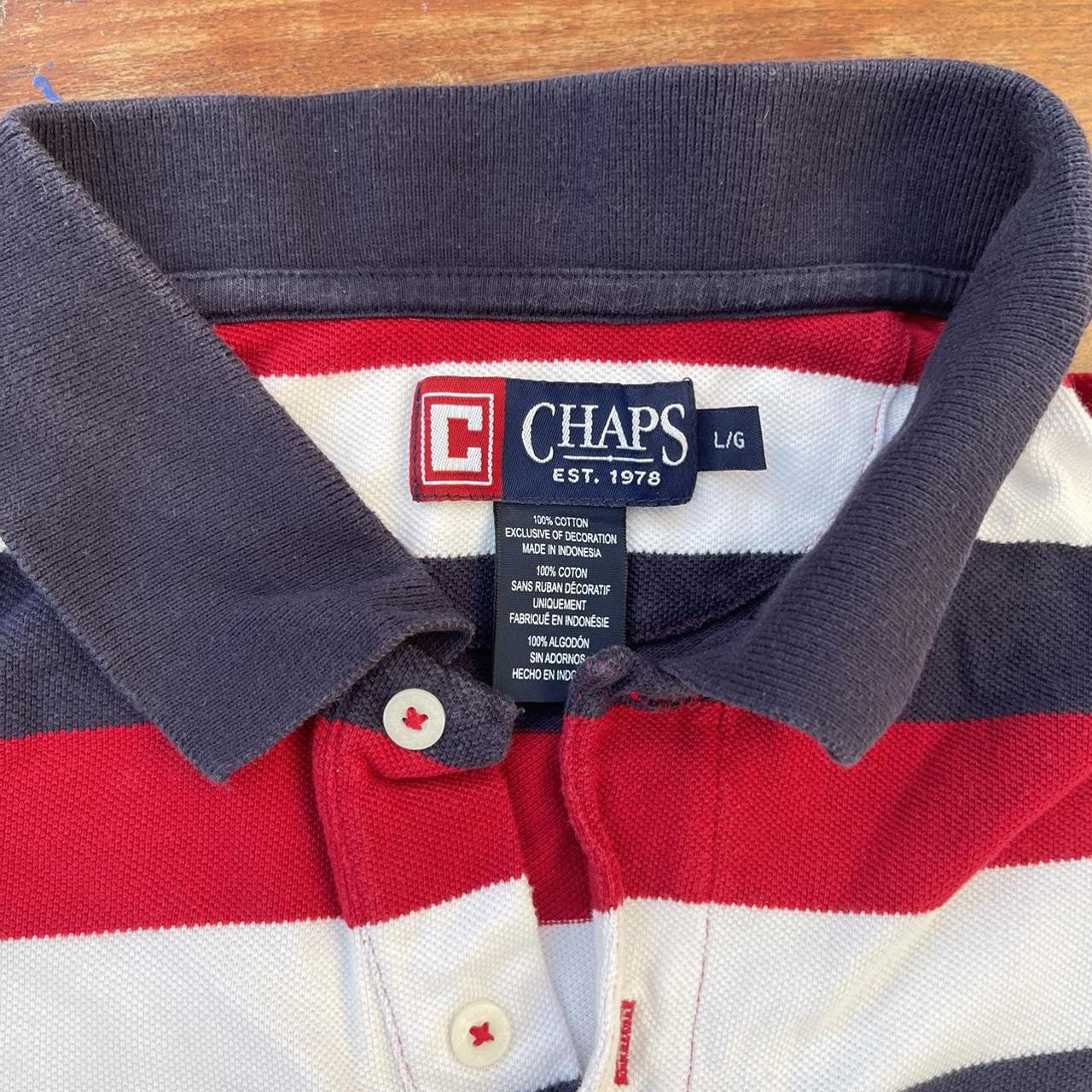 ©️ Vintage Chaps ©️ Striped Polo Shirt Red white and... - Depop