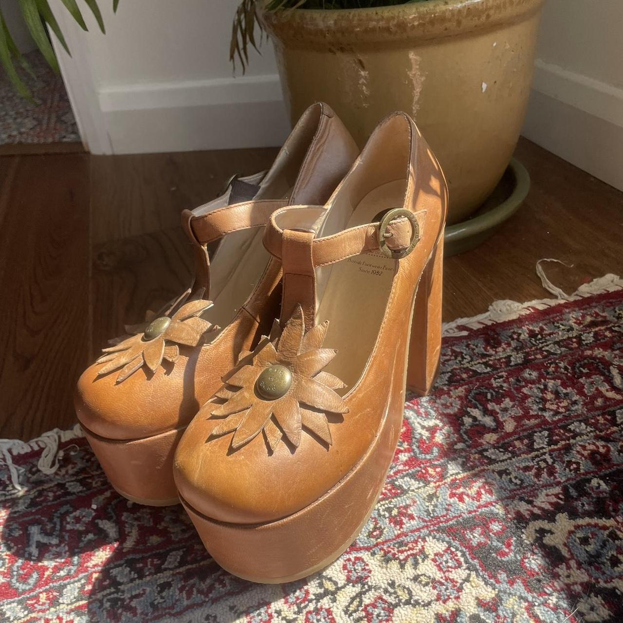 ICONIC Red or Dead leather 70s boho inspired chunky... - Depop