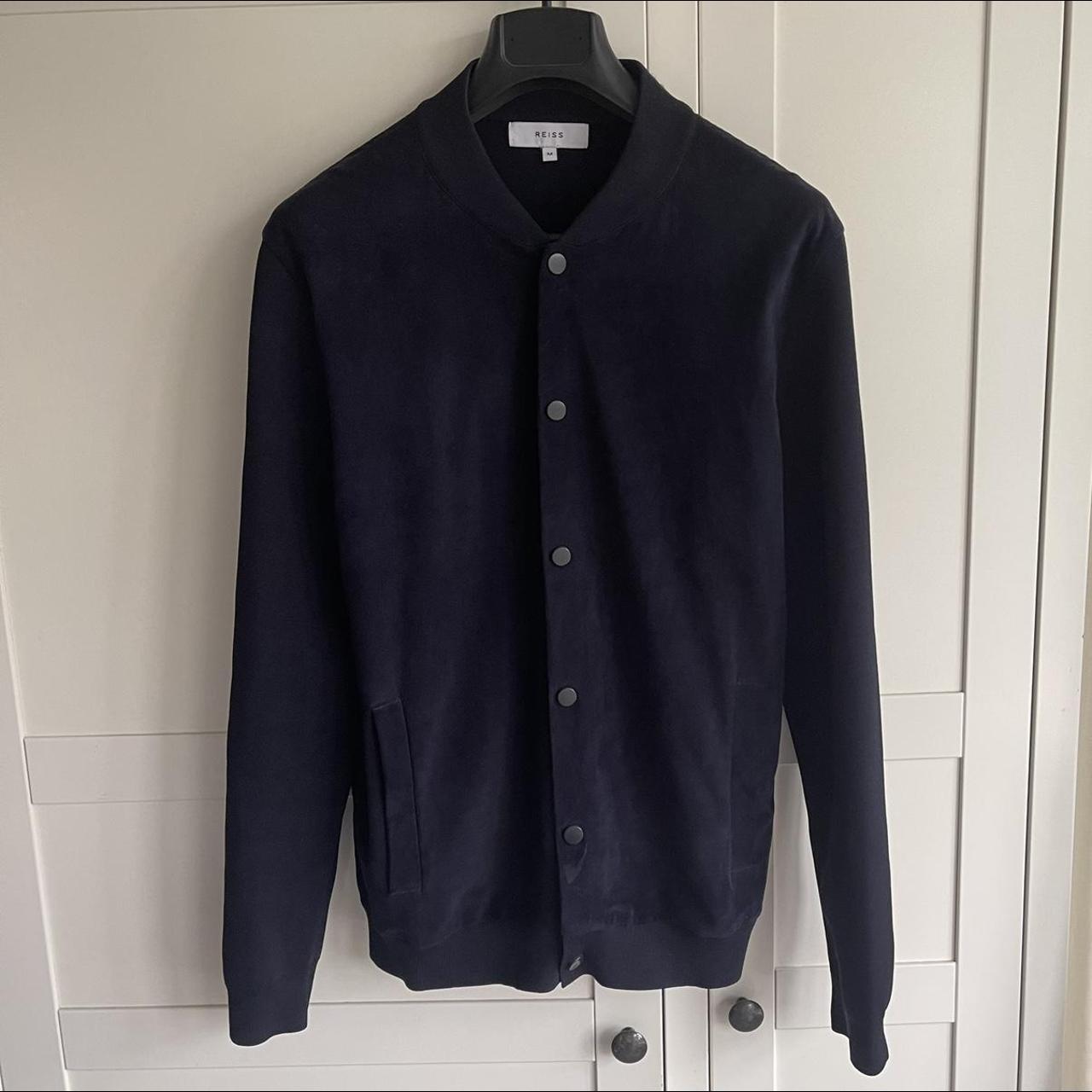 Reiss suede front cardigan/bomber jacket. Knitted... - Depop