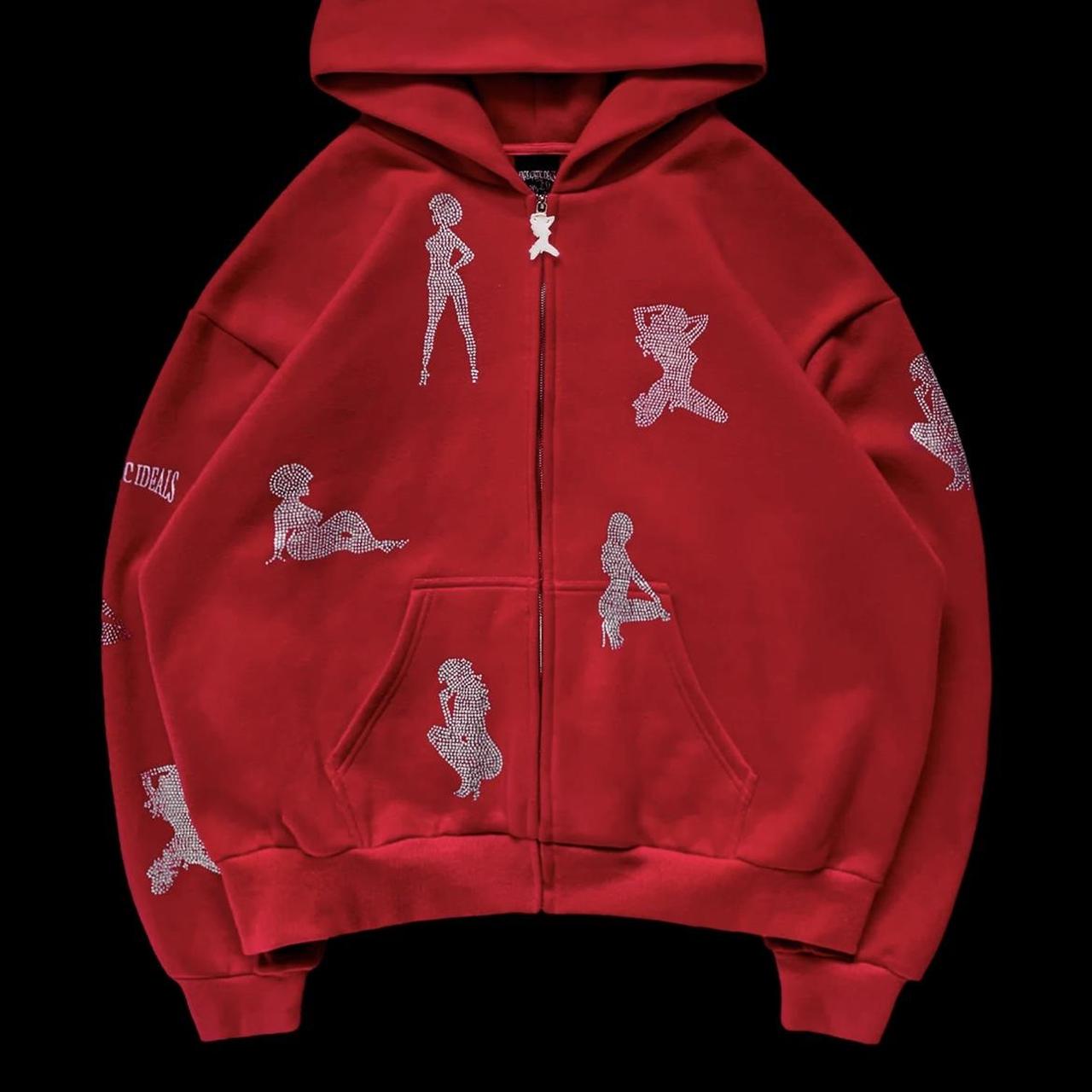 Named collective red hoodie size M/L - zip has... - Depop