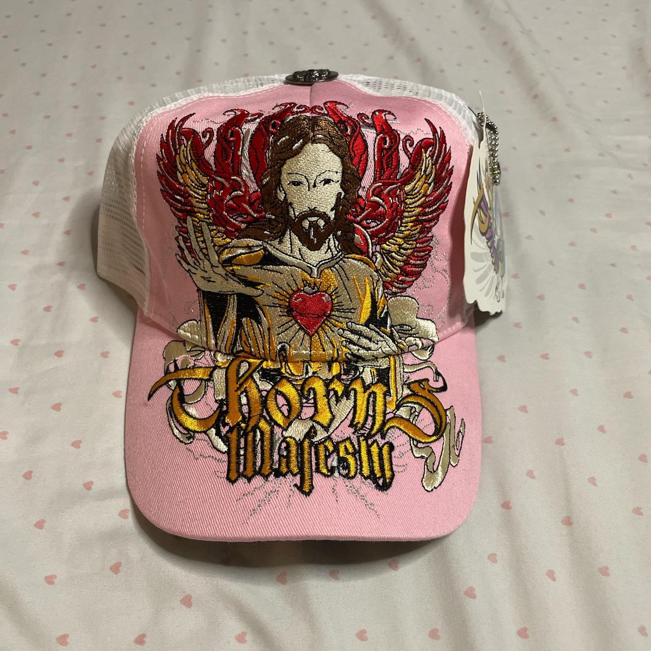 🌟THORNS MAJESM CUNTY Y2K PINK JESUS HAT BRAND NEW... - Depop