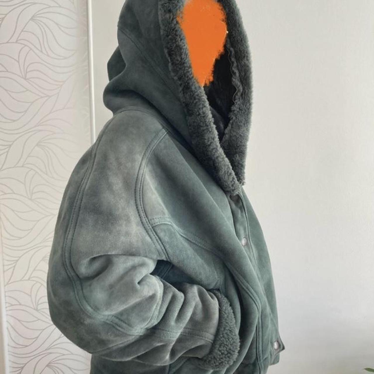 Forest green shearling jacket (color in the second... - Depop