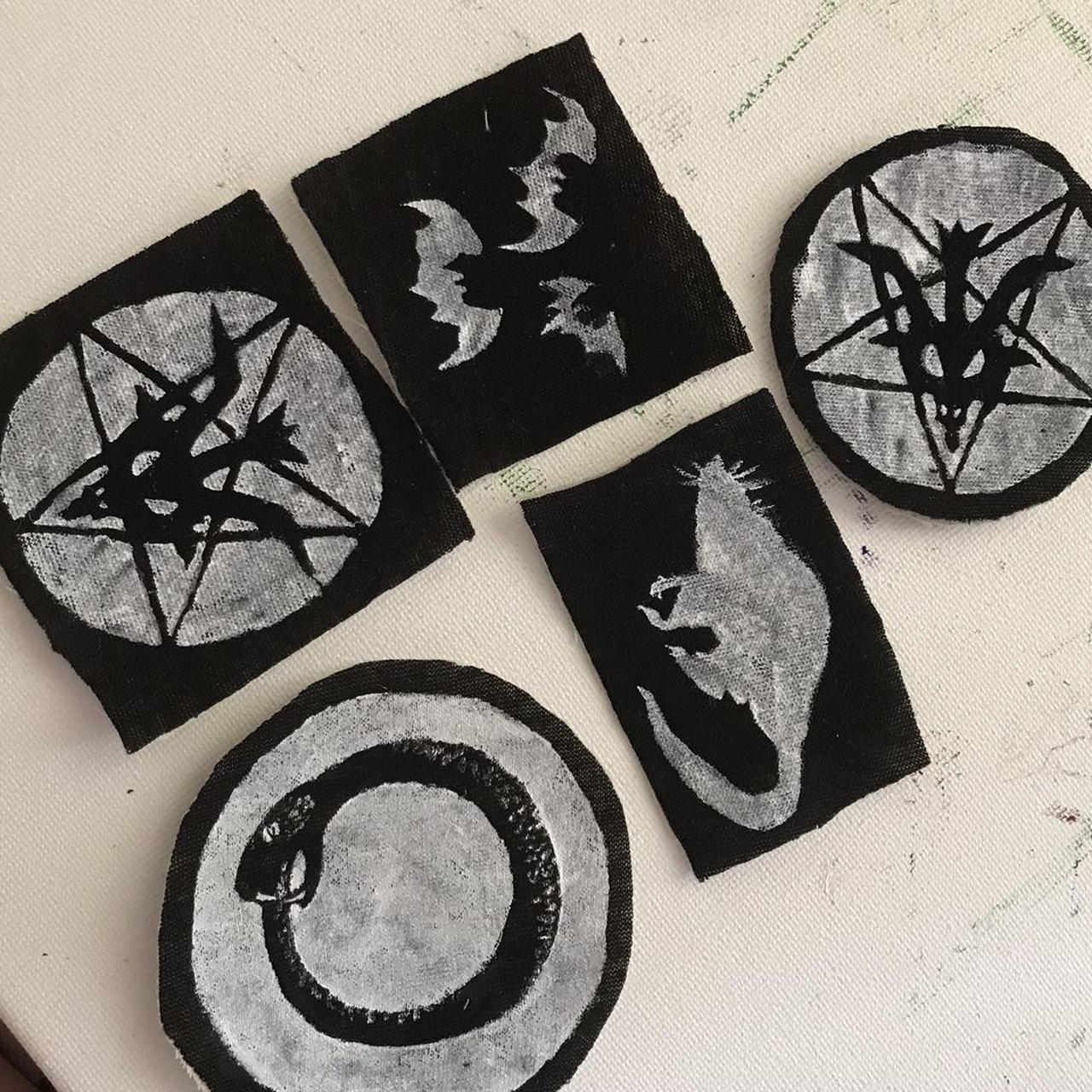 5 gothic style sew on patches 🖤 Painted on black... - Depop
