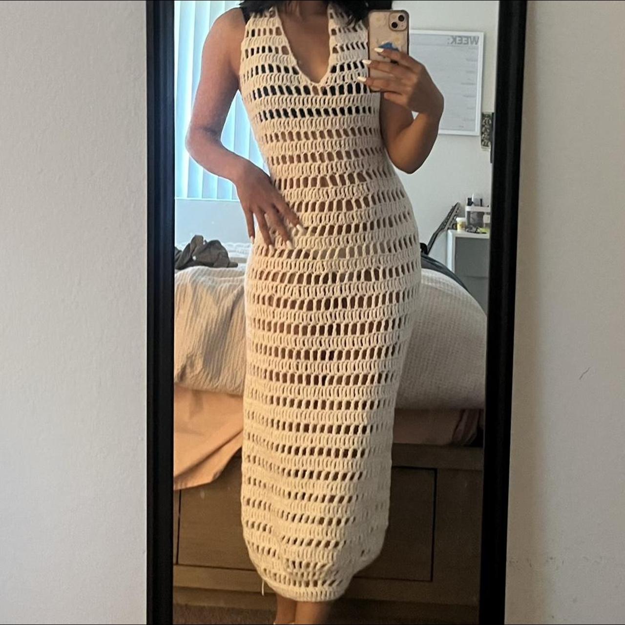 Crochet Halter Beach Summer Dress🤍 Halter backless... | Depop