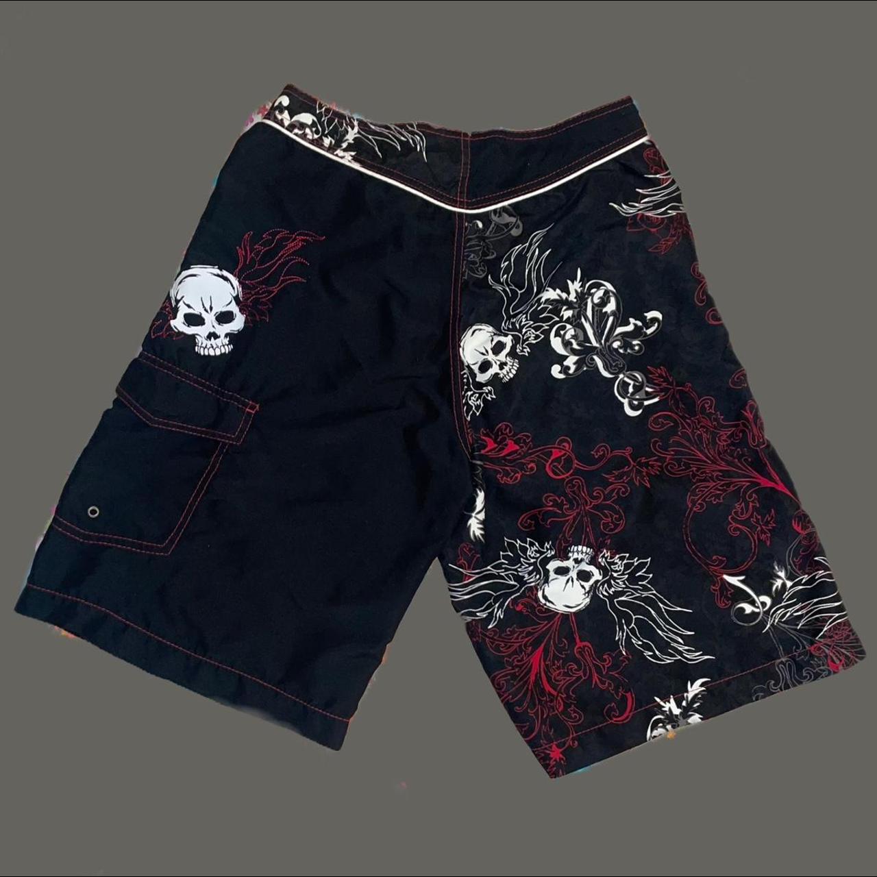 Skull Swim Trunks Vintage Goth Skull Design... - Depop
