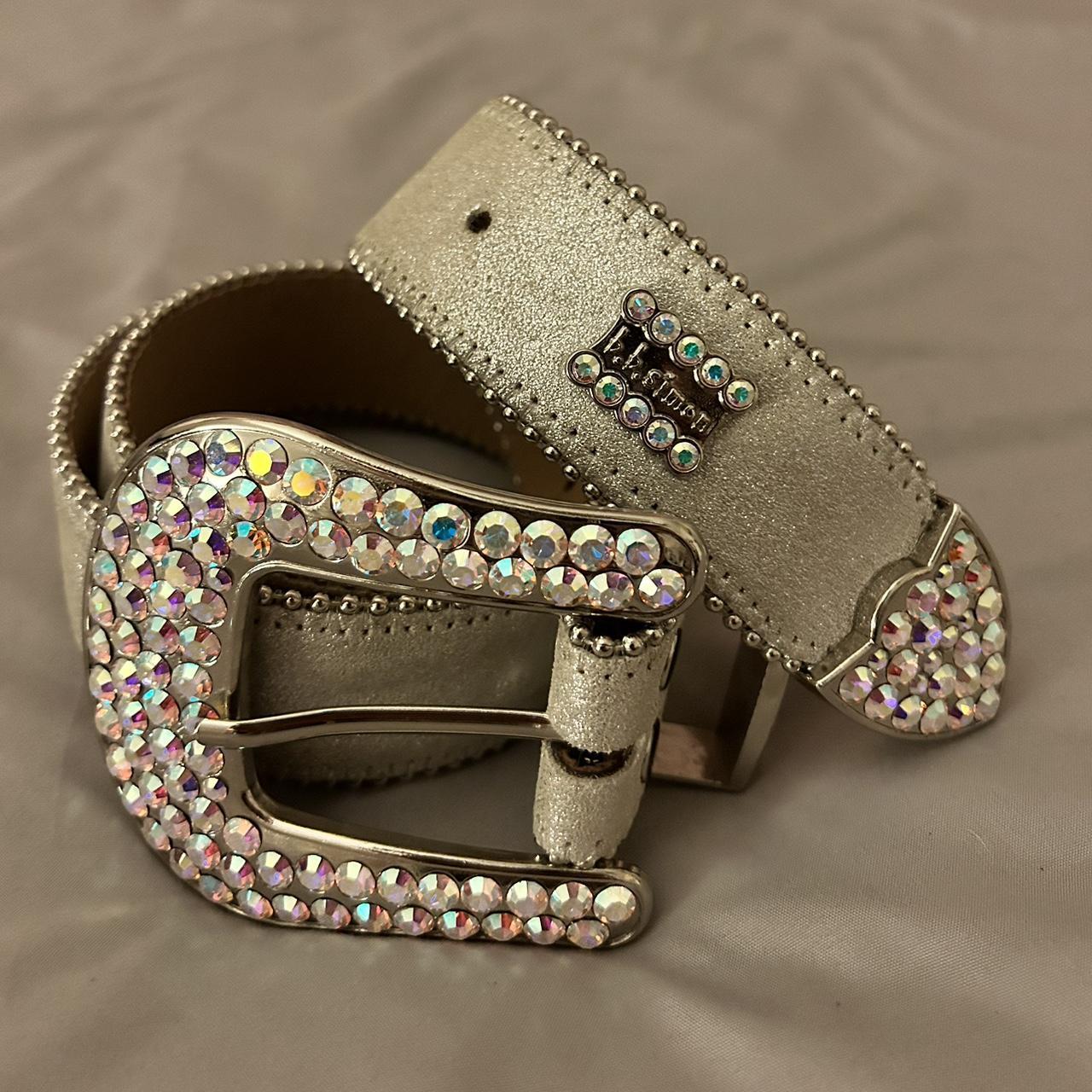Silver glitter BB Simons belt size 30. Worn a couple... - Depop