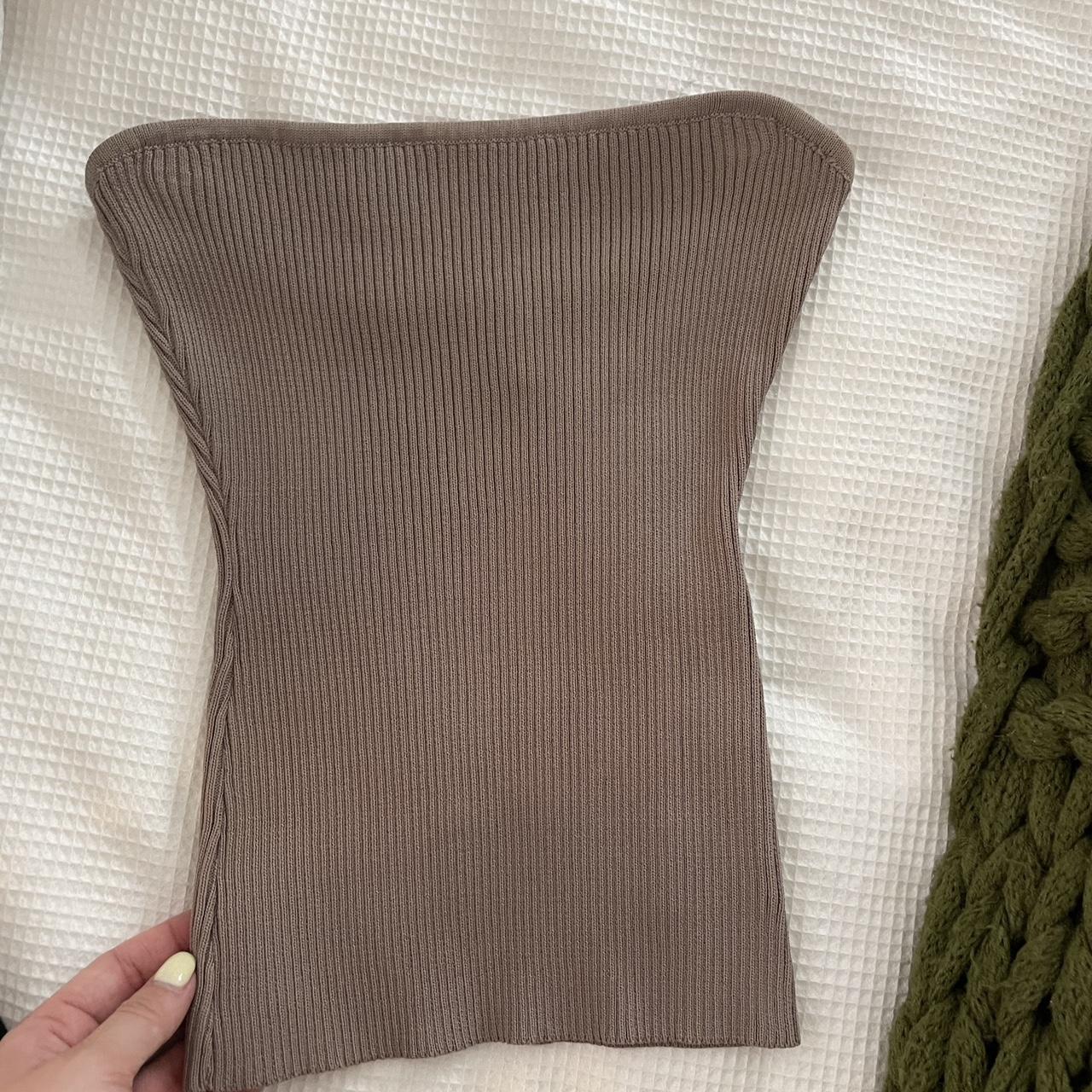 Dissh strapless top in black and taupe Size... - Depop