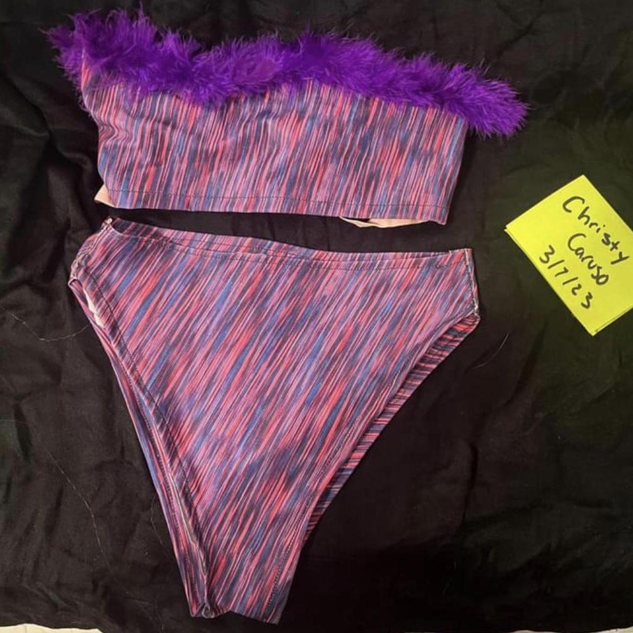 Pink and purple handmade rave set Pink elastic ties... - Depop