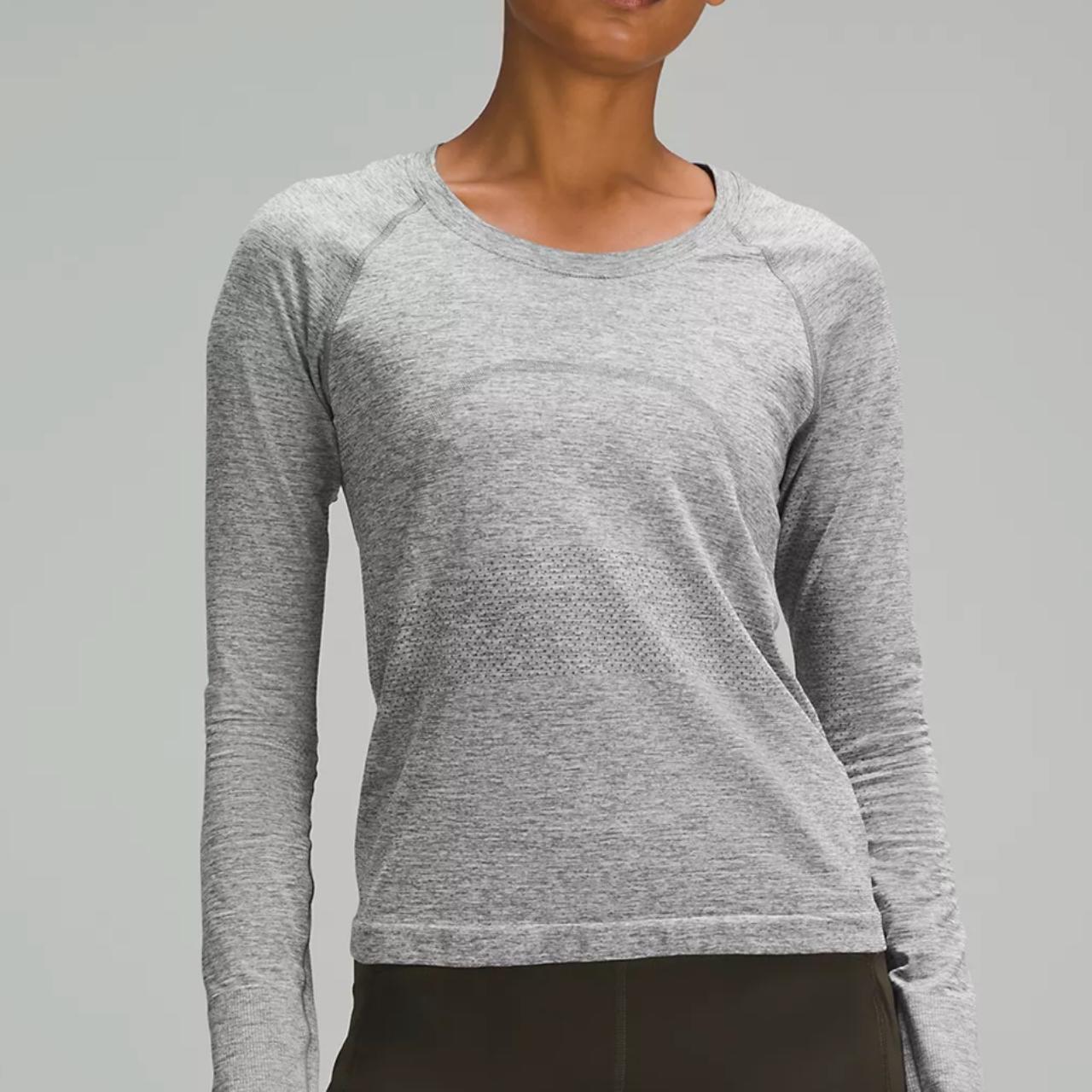 Lulu lemon gray swiftly tech long sleeve in size 4.... - Depop