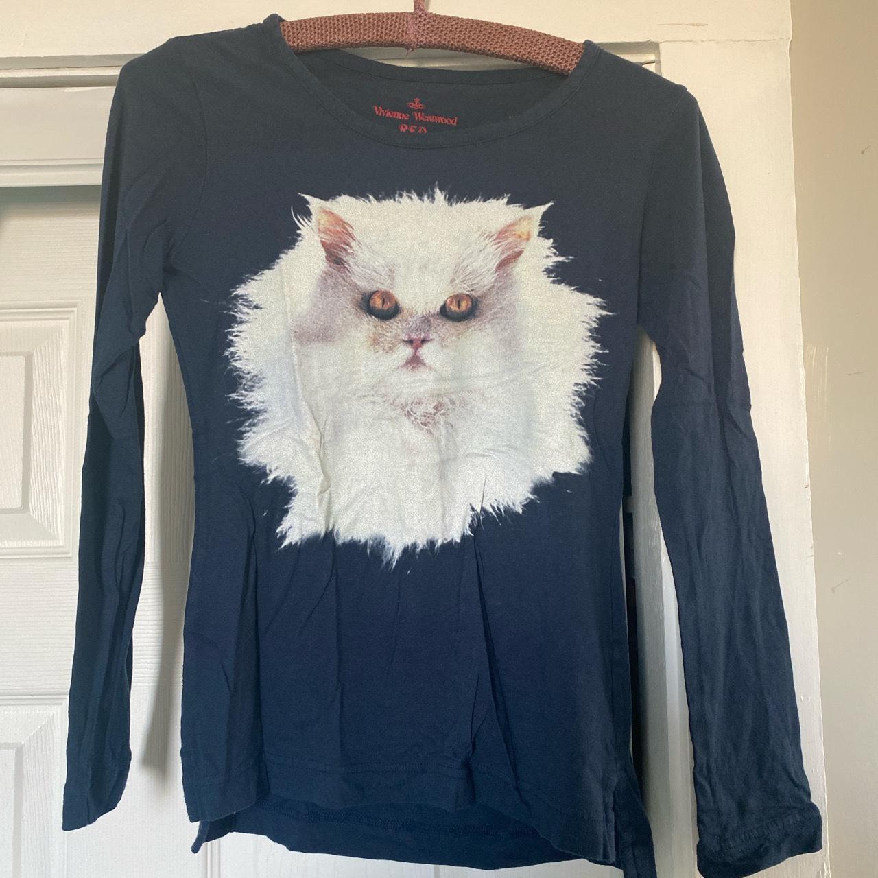 vivienne westwood red label cat print long sleeve... - Depop