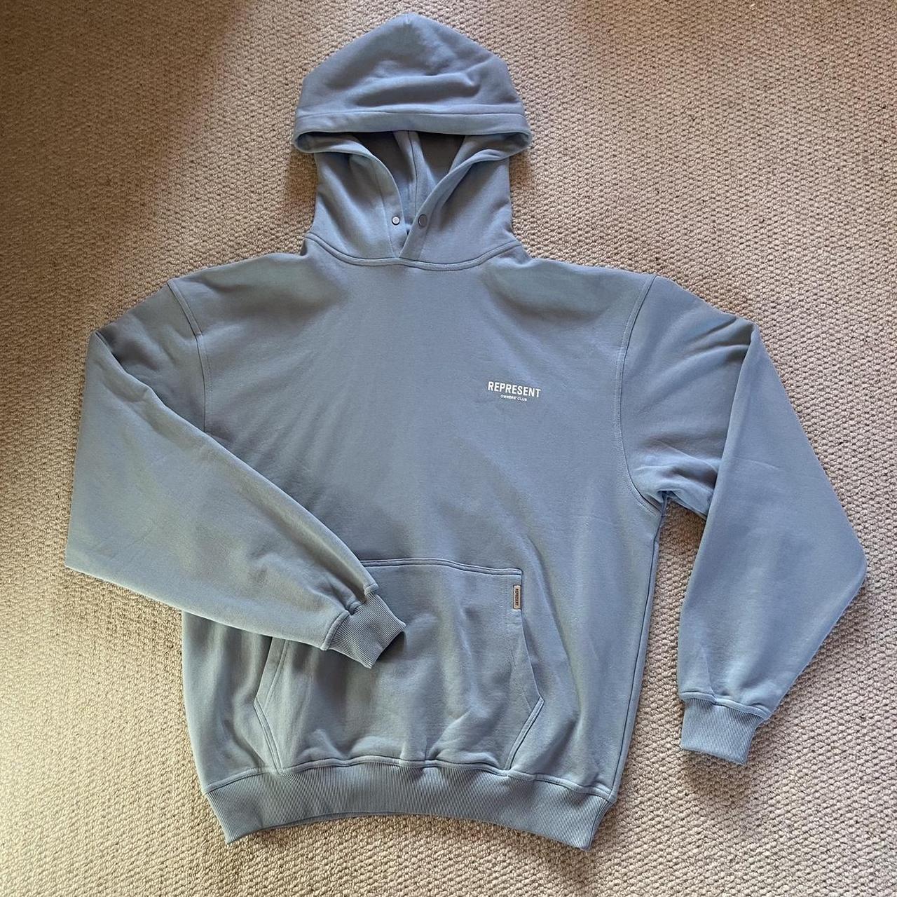 Represent Owner’s Club Hoodie Baby Blue Size: Large... - Depop