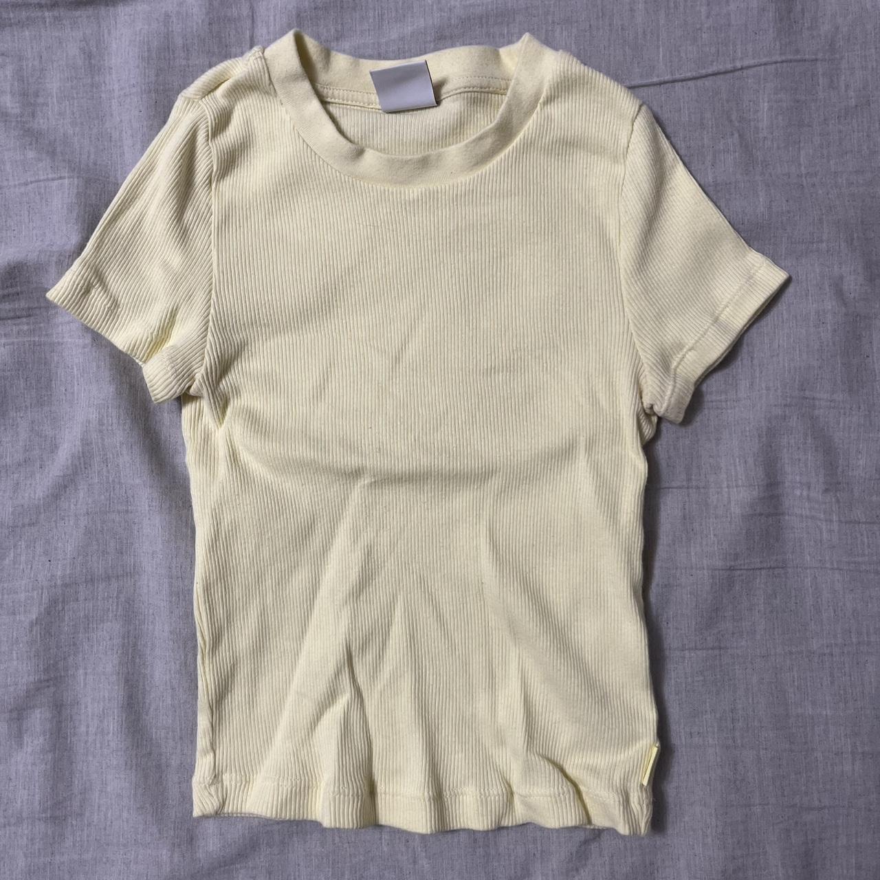 Aritzia tna light yellow baby tee - xxs - ribbed... | Depop