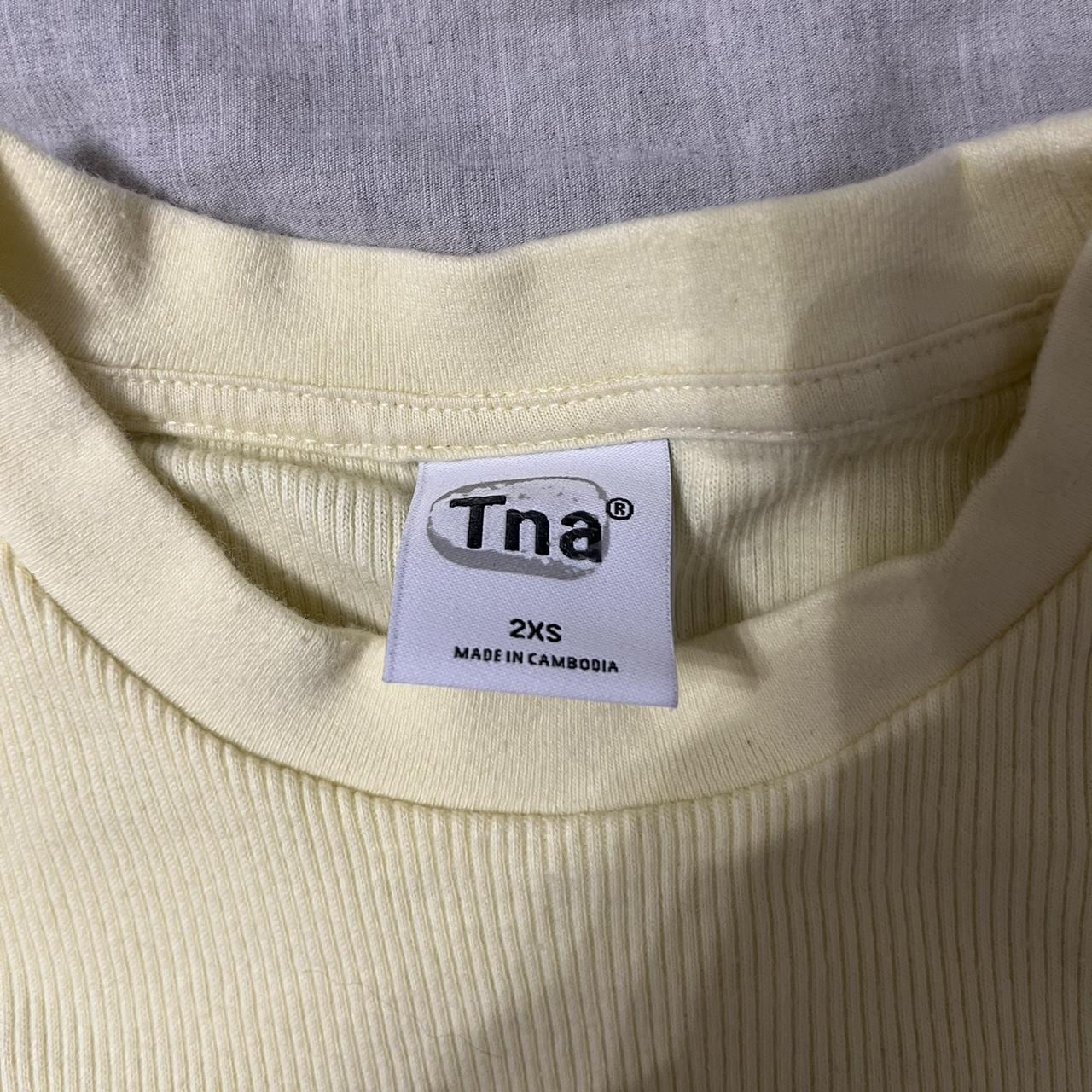 Aritzia tna light yellow baby tee - xxs - ribbed... | Depop