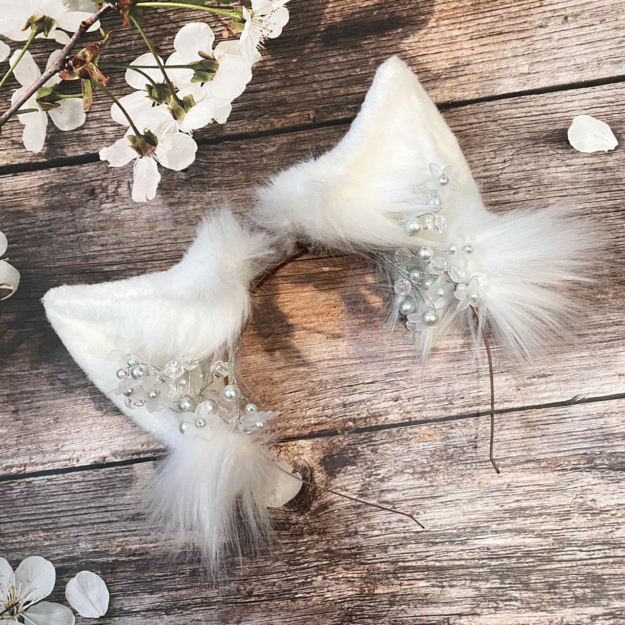 Catzoclub white fox cat ears One of catzoclub older... - Depop