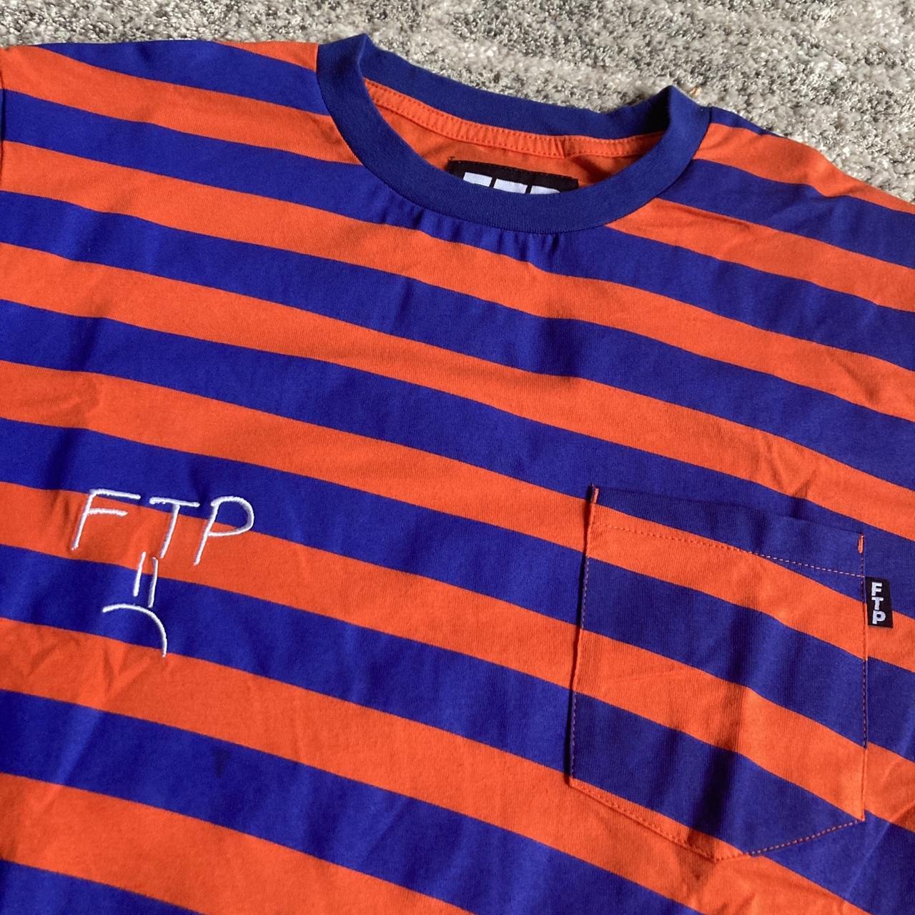 FTP Men's Orange and Blue T-shirt | Depop