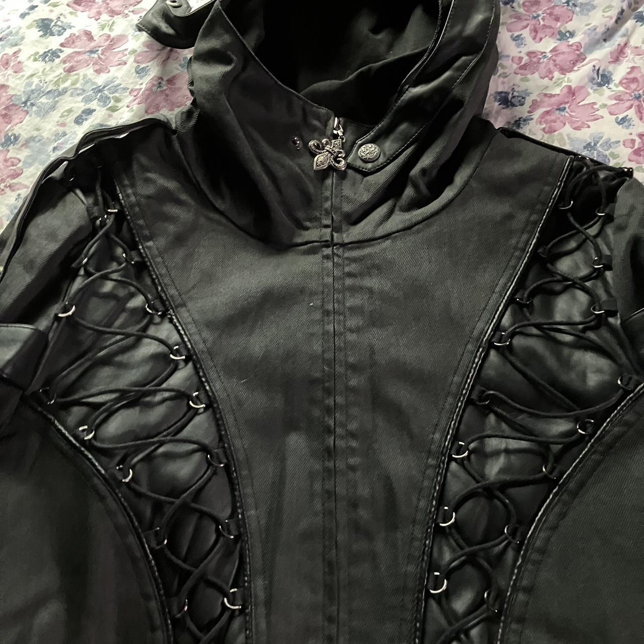 punk rave steampunk trench coat with hood with... - Depop